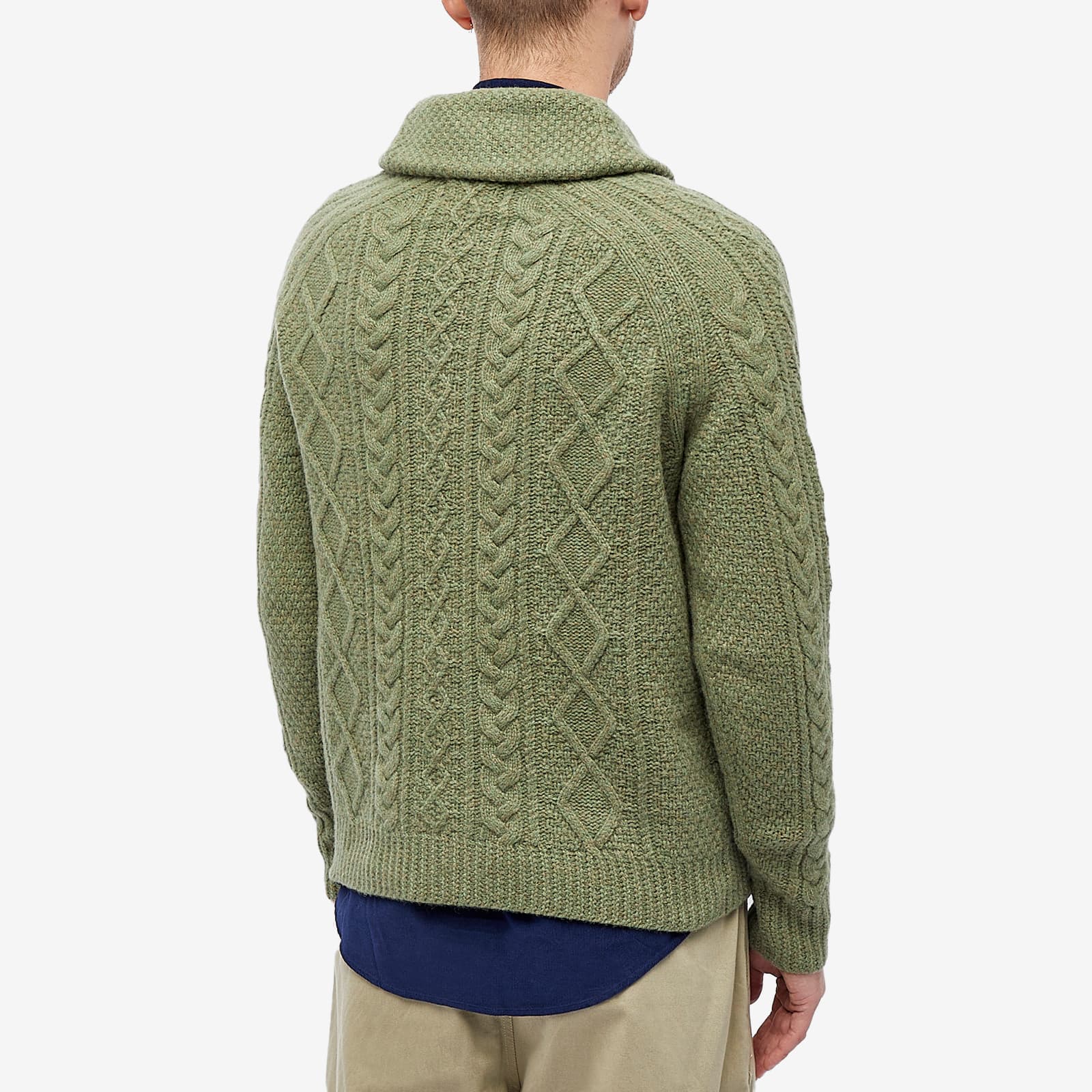 Polo Ralph Lauren Aran Cable Shawl Collar Cardigan Woodland Heather | END. (AU)