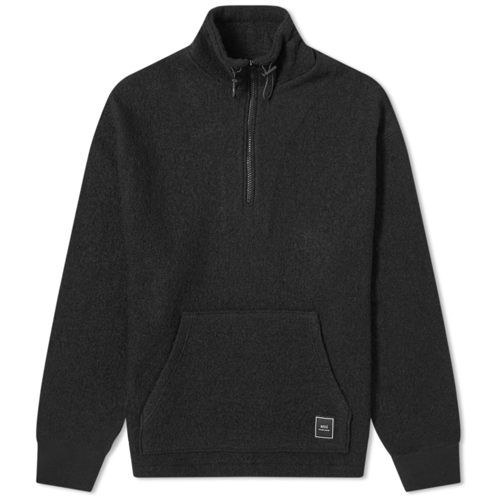 AMI Quarter Zip Patch Logo Wool Sweat Black | END.
