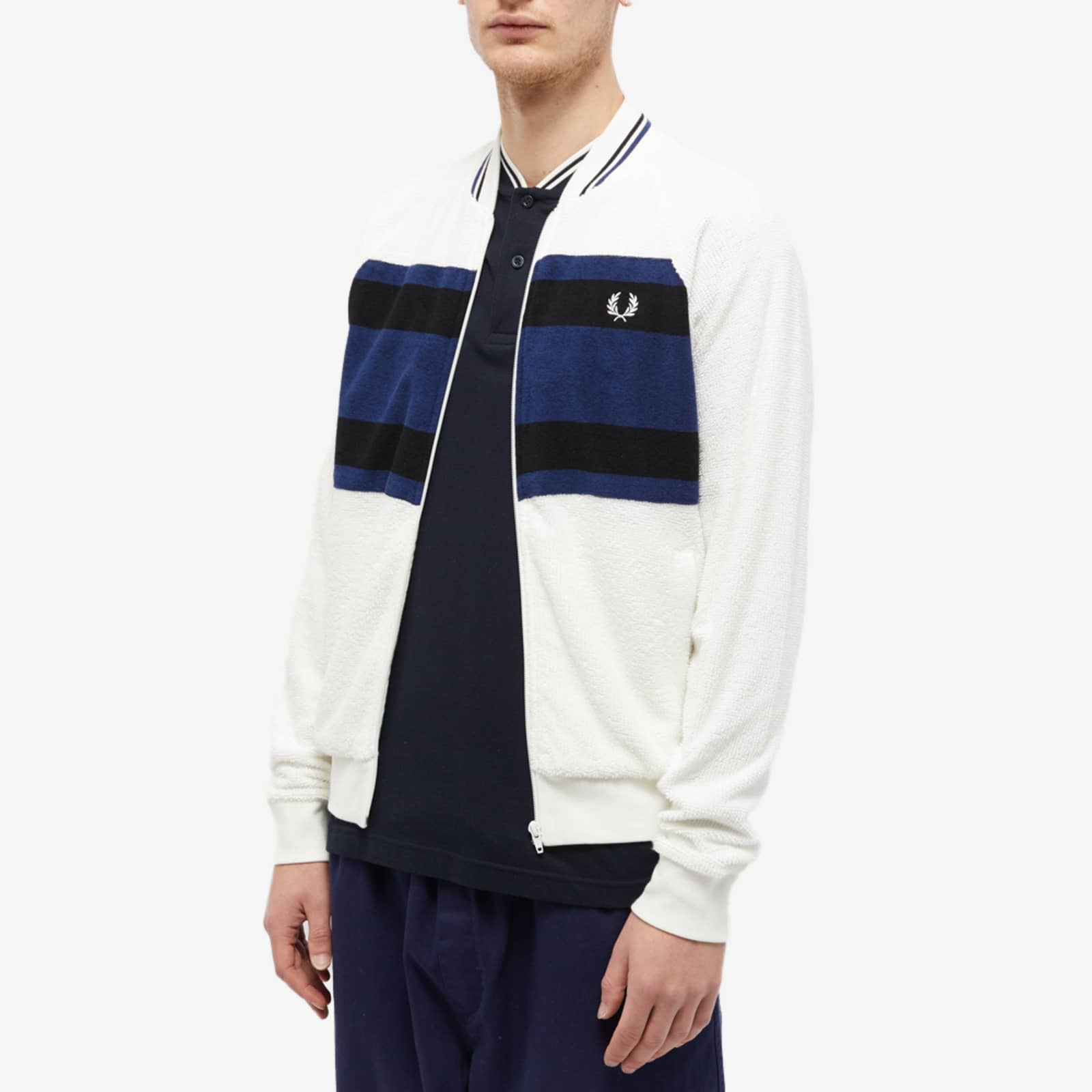 Fred Perry Towelling Bomber Jacket Snow White | END. (GB)