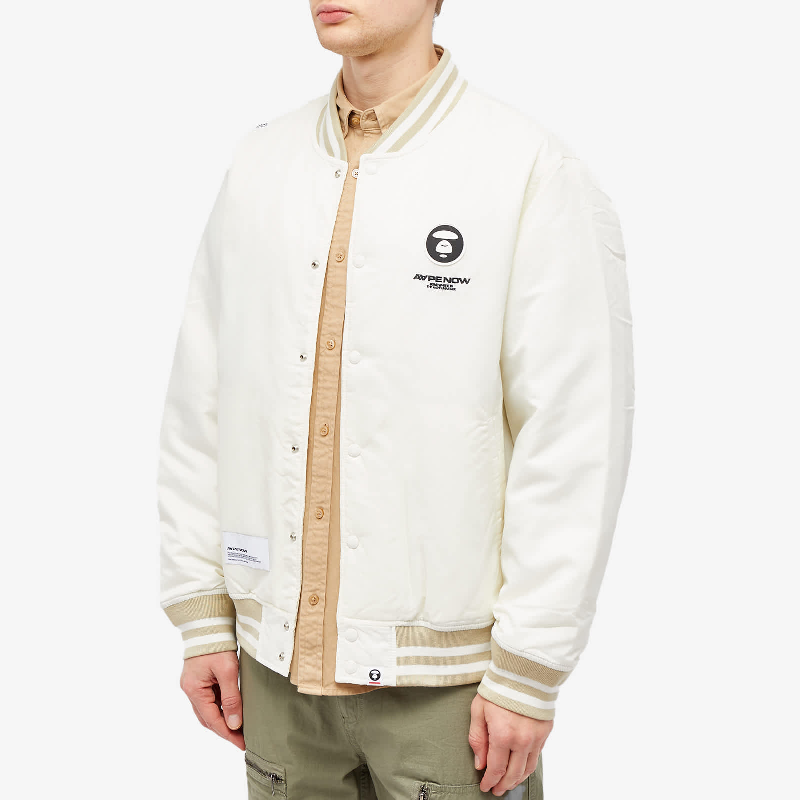 AAPE Now Baseball Padded Jacket Ivory | END.