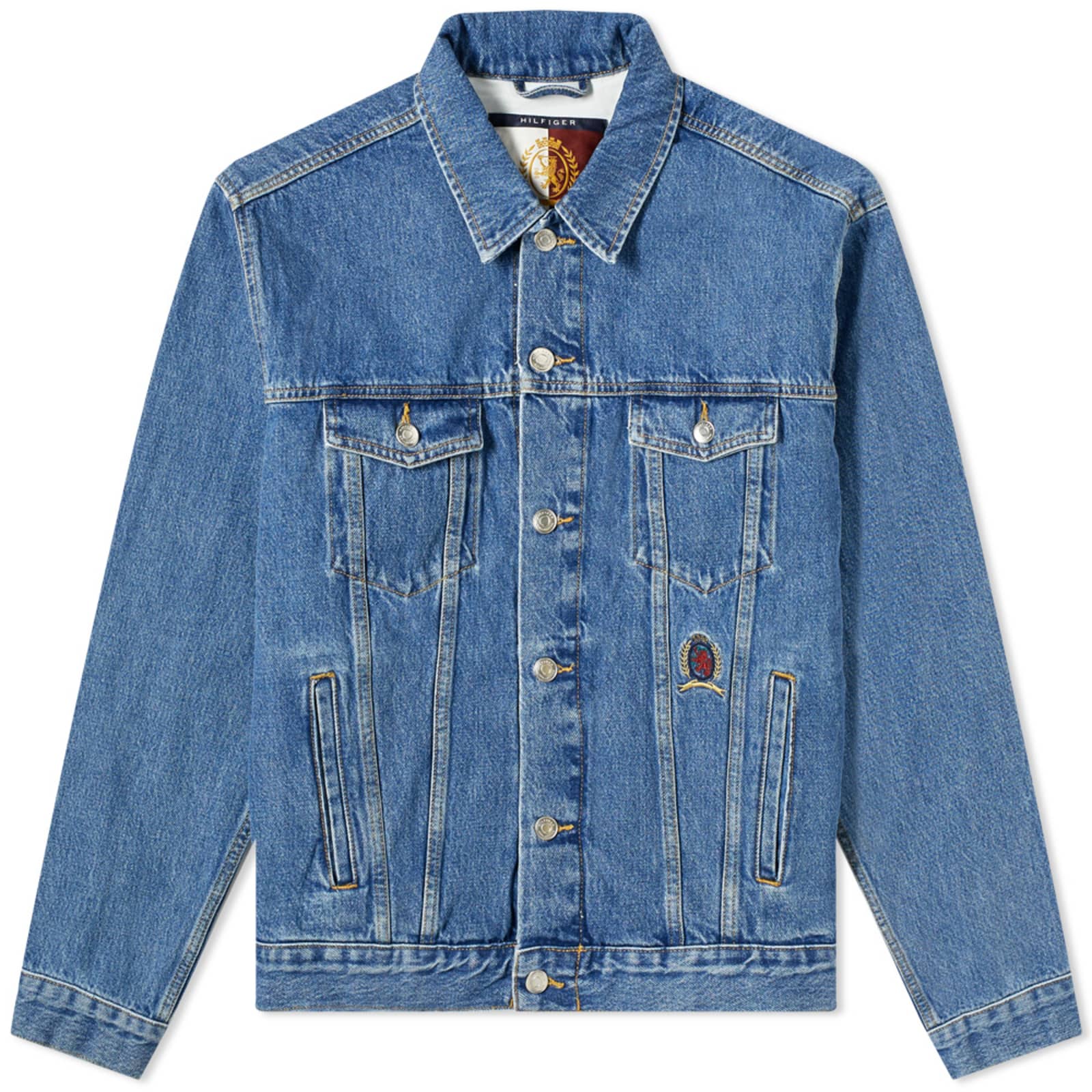 Hilfiger Collection Crest & Flag Denim Jacket Faded Denim | END.