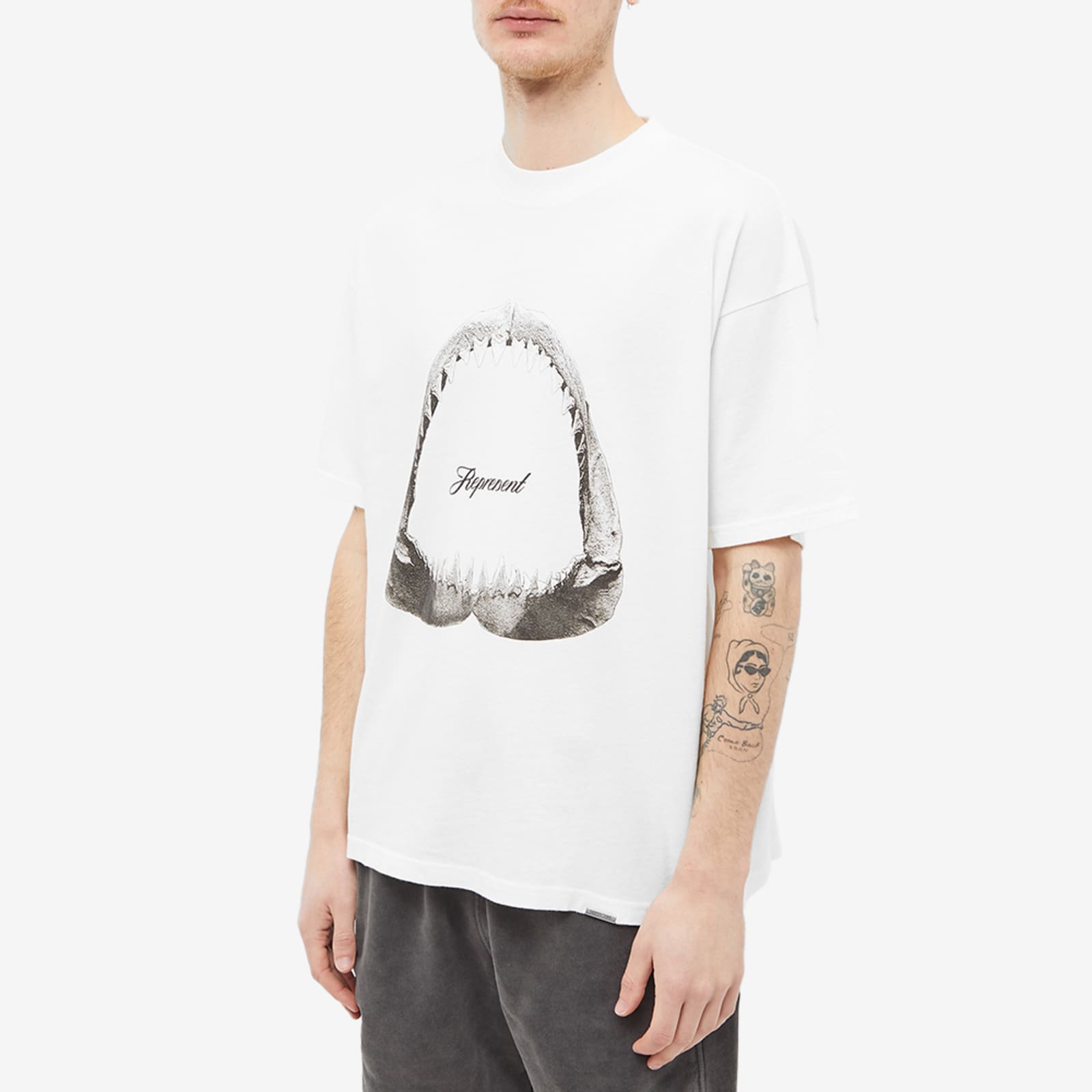 Represent Shark Jaws T-Shirt Flat White | END. (GB)
