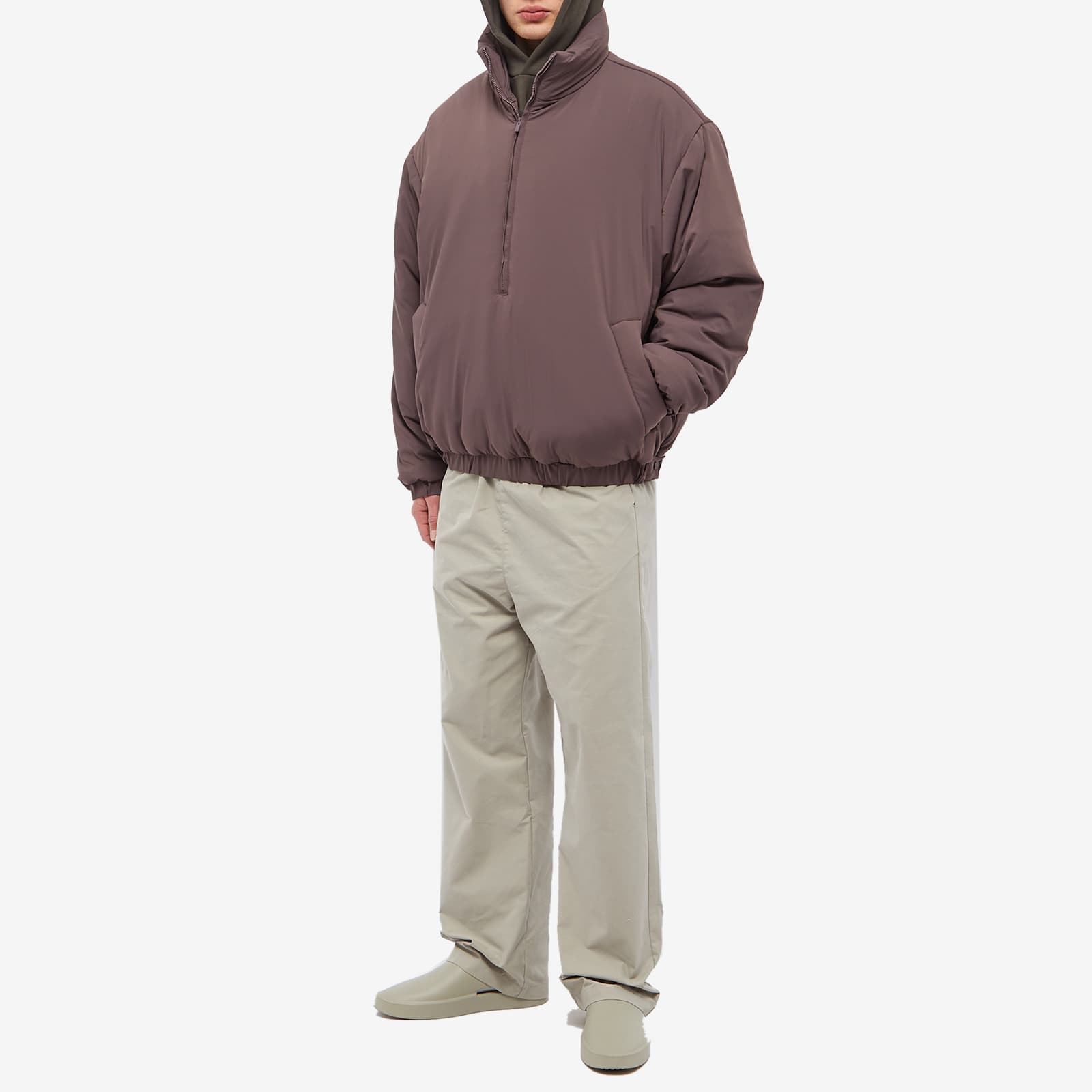 Fear of God Essentials Nylon Puffer Jacket Plum | END. (US)