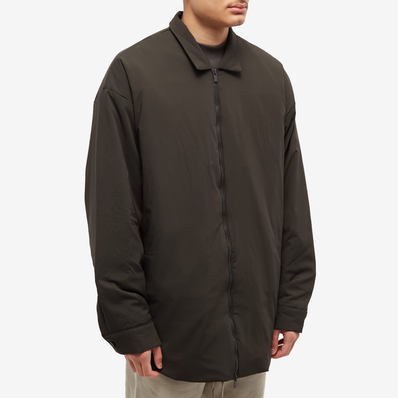 Fear of God Essentials Nylon Filled Shirt Jacket Off-Black | END. (US)