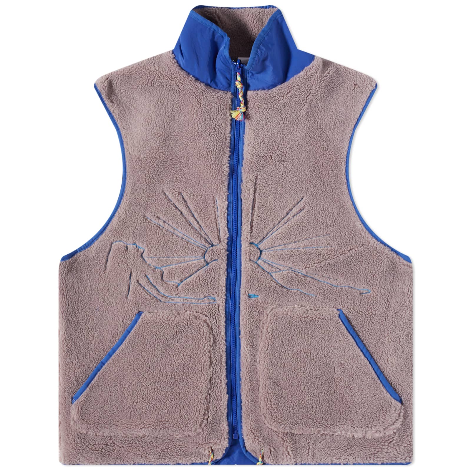 Jungles Jungles Reversible Fuzzy Vest Brown & Blue | END. (US)