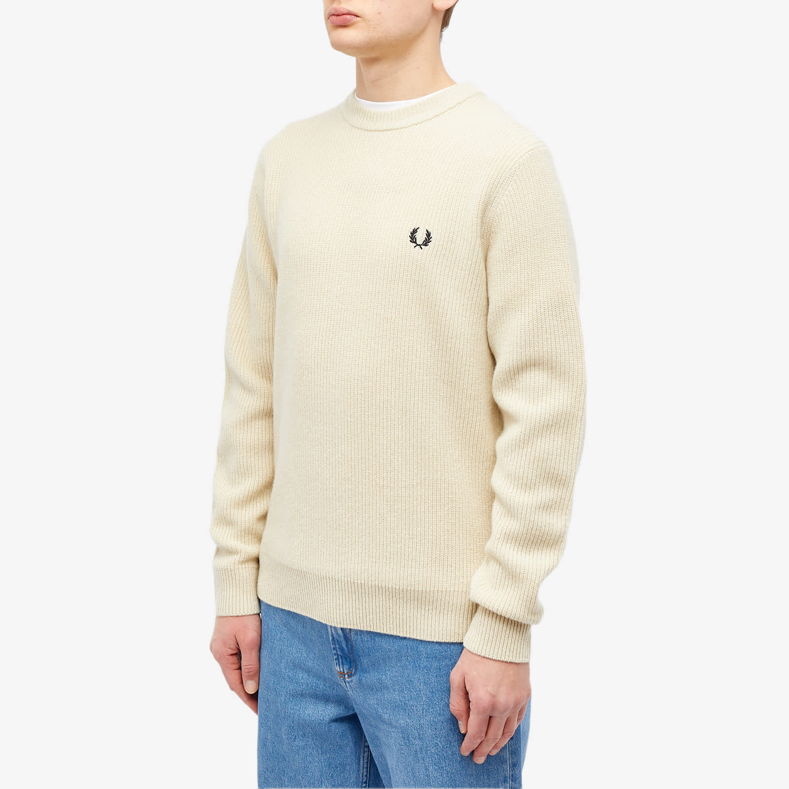 Fred Perry Textured Lambswool Jumper Oatmeal | END. (AR)