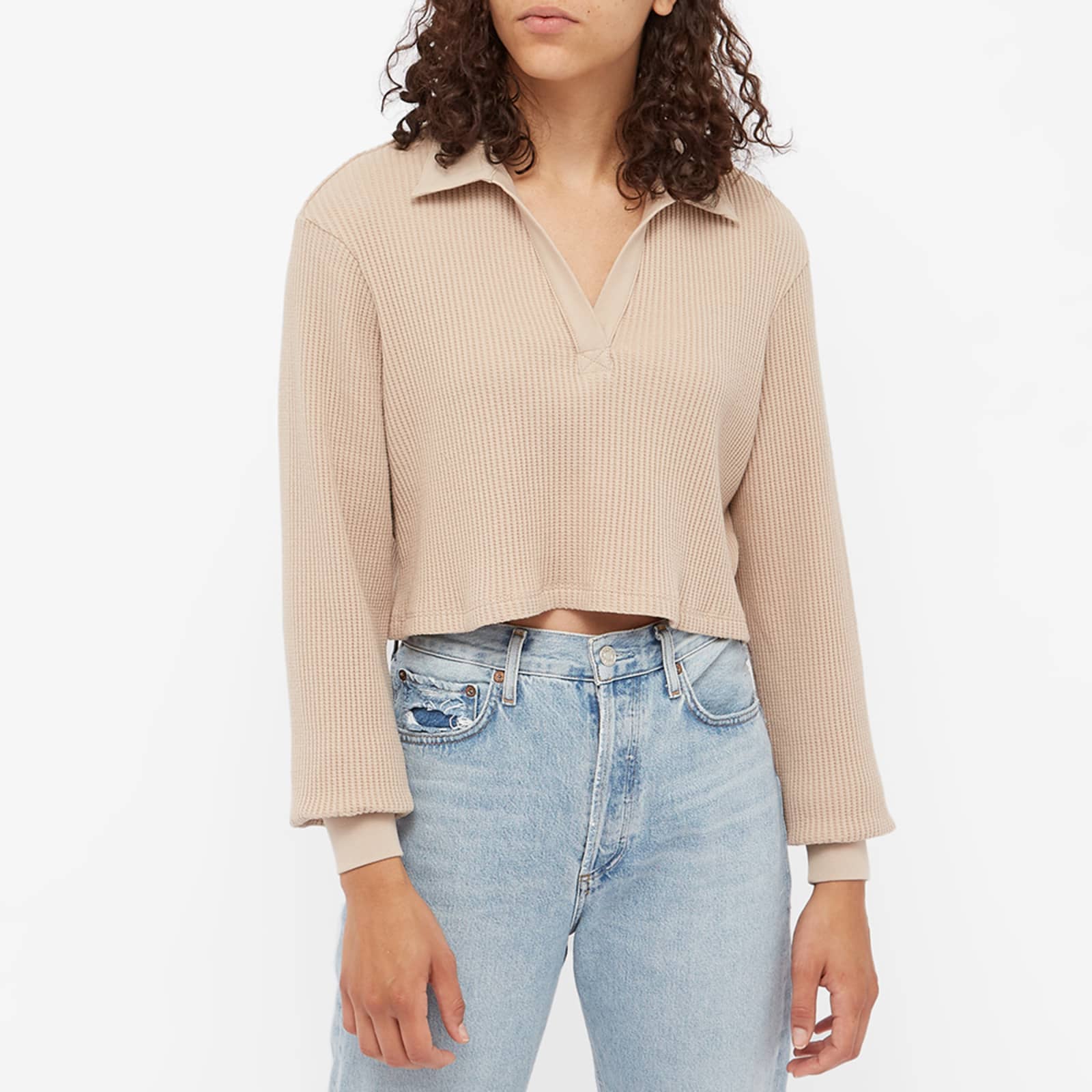 The Range Long Sleeve Cropped Polo Saddle | END. (US)