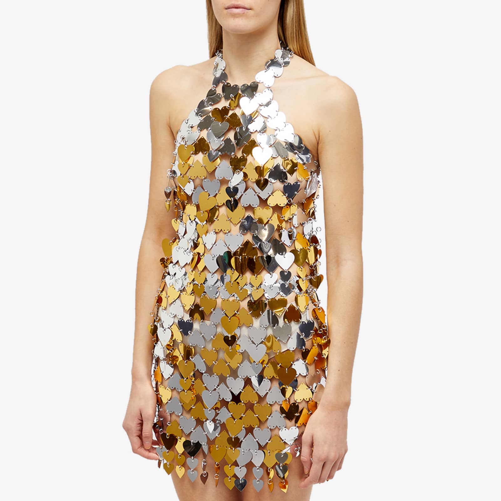 Paco Rabanne Heart Sequin Halter Top Silver & Gold | END. (US)