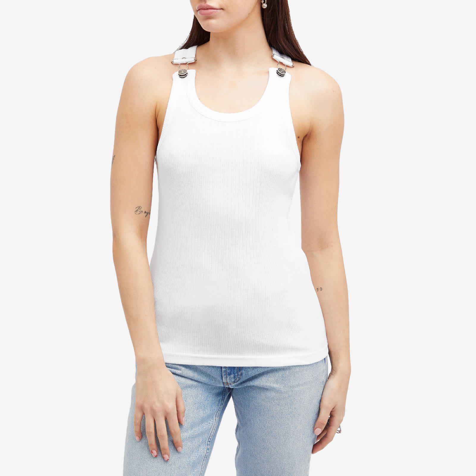 Jean Paul Gaultier Overall Buckle Ribbed Tank Top White | END. (US)