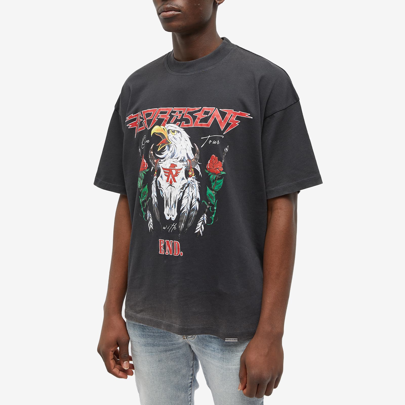 Represent Milan World Tour T-Shirt Washed Black | END.