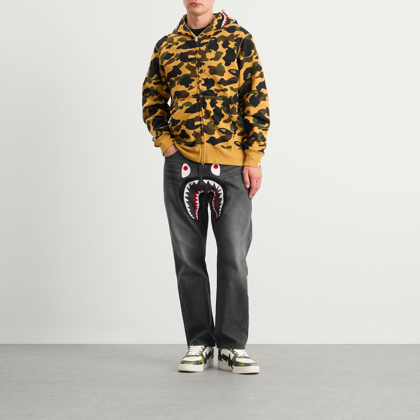 A Bathing Ape Shark Loose Fit 13oz Jeans Black | END. (SE)