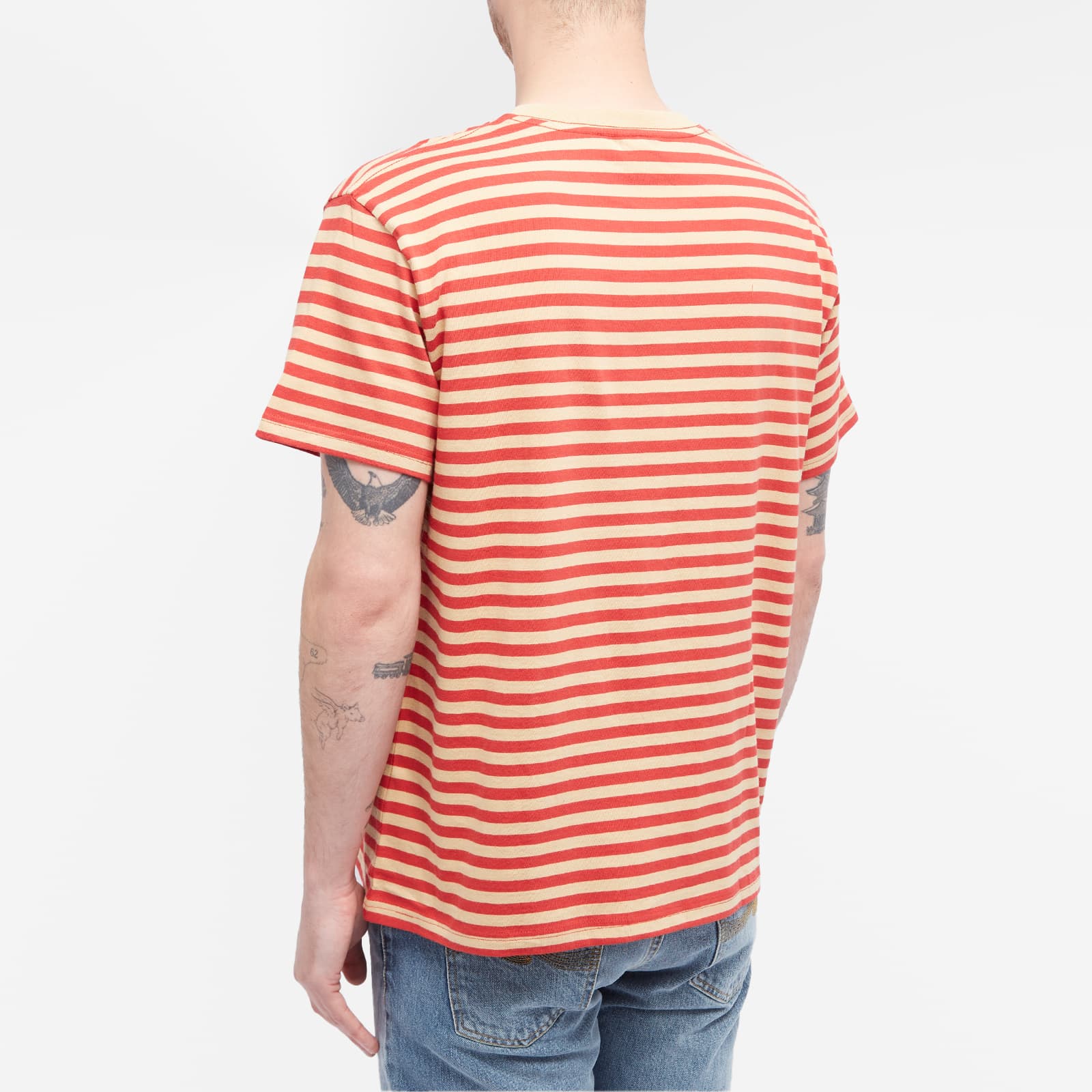 Nudie Leffe Breton Stripe T-Shirt Off White & Red | END. (KR)