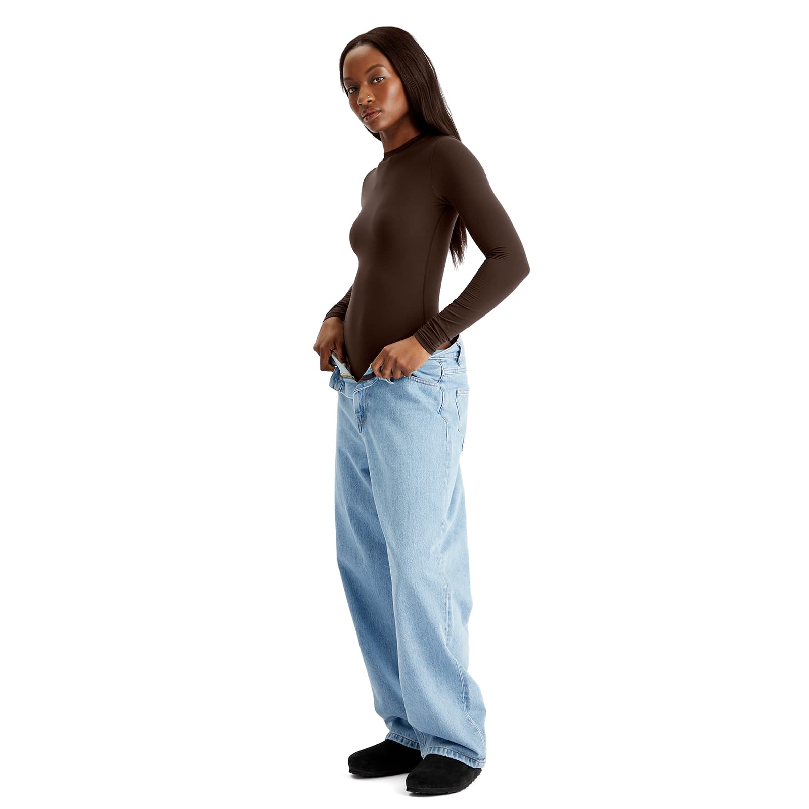 SKIMS Fits Everybody Long Sleeve Crewneck Bodysuit Cocoa | END. (US)