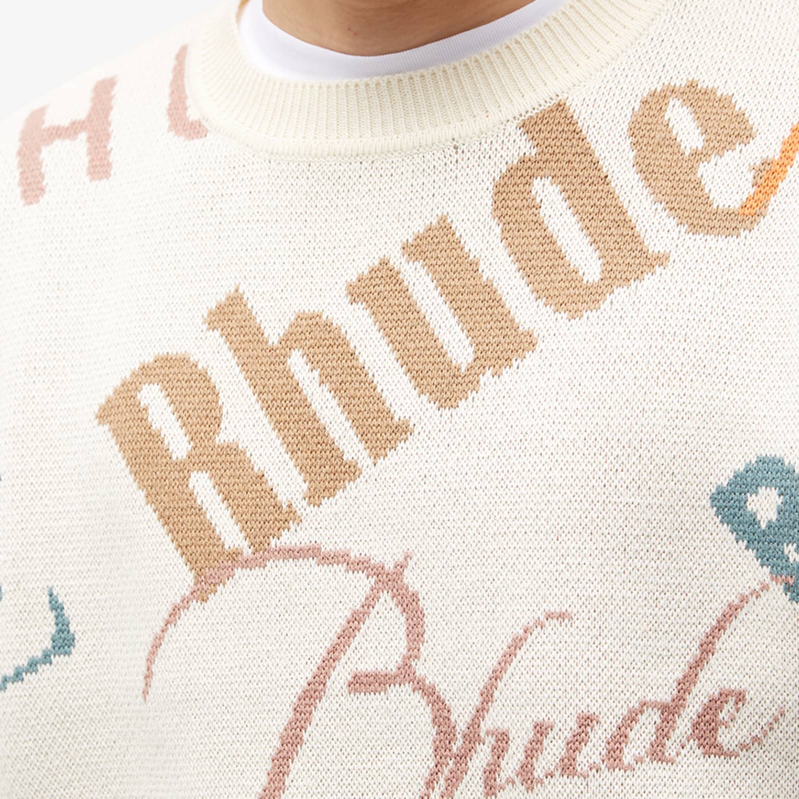 Rhude Jacquard Logo Knit Ivory & Multi | END.