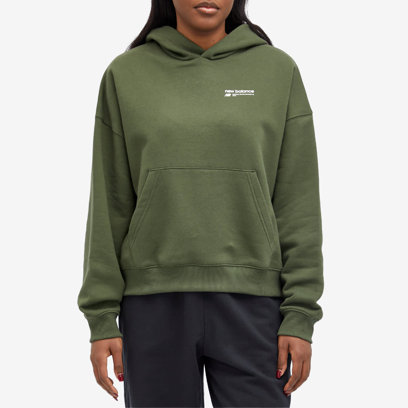 New Balance Linear Heritage Brushed Back Fleece Hoodie Kombu | END. (GB)