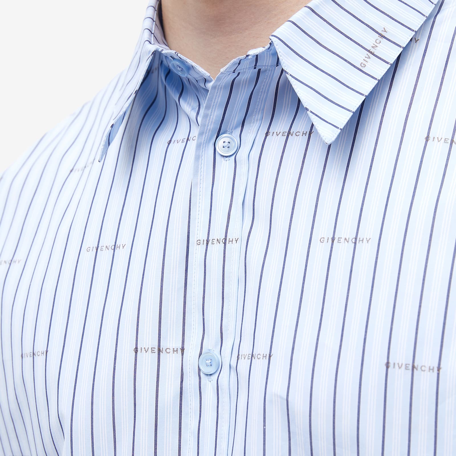 Givenchy Repeat Logo Short Sleeve Stripe Shirt Baby Blue | END. (AR)
