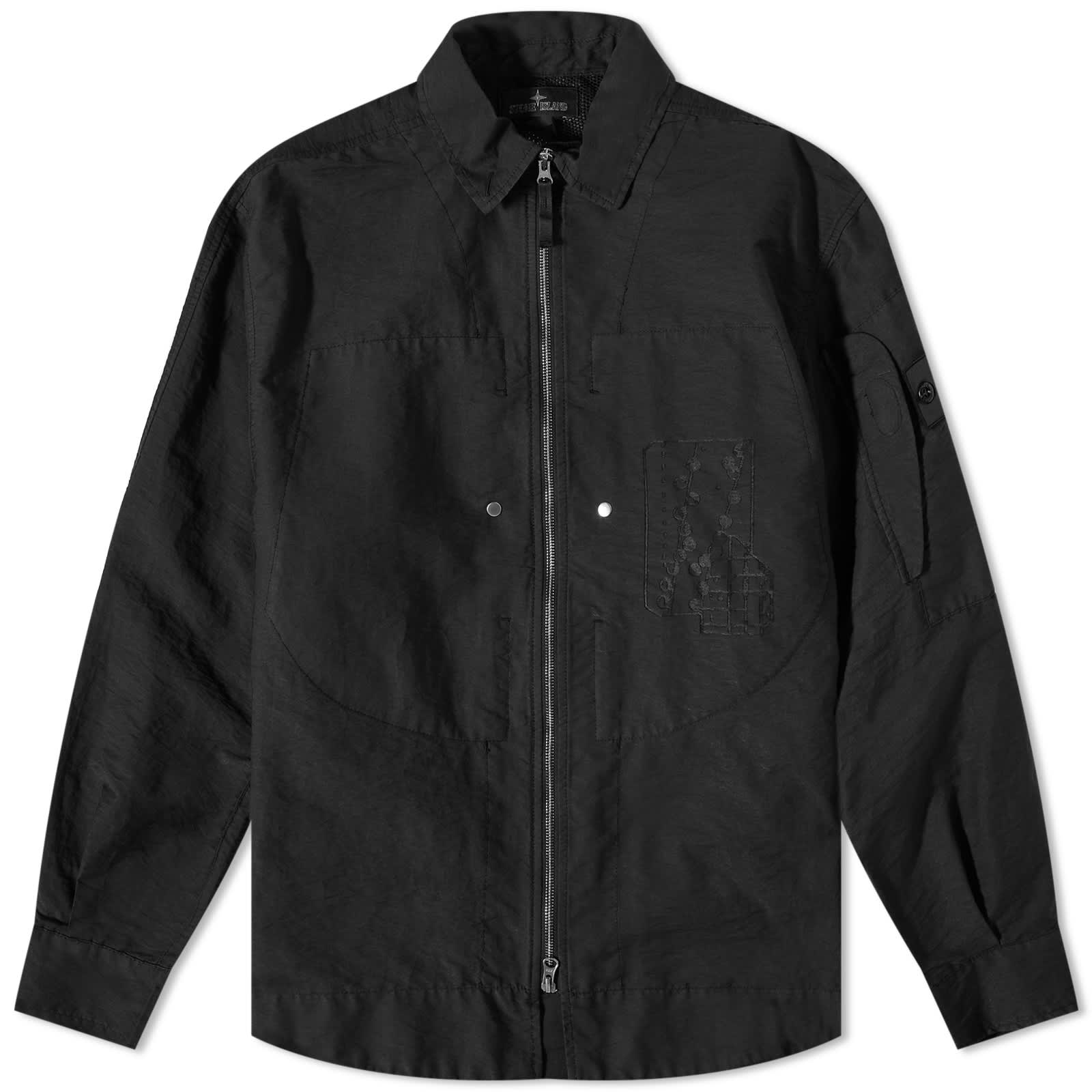 Stone Island Shadow Project Cotton Nylon Printed Shirt Jacket Black ...