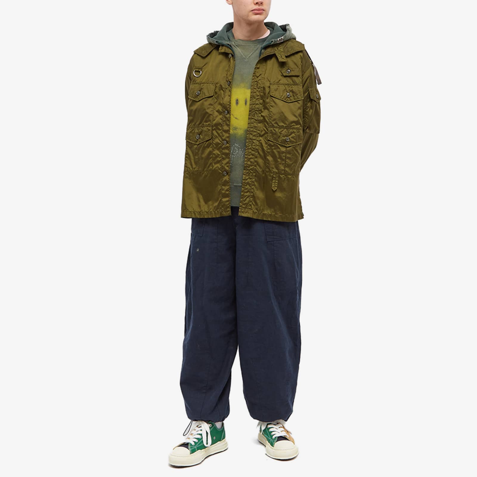 Maison MIHARA YASUHIRO Distressed Smiley Hoodie Green | END. (HK)