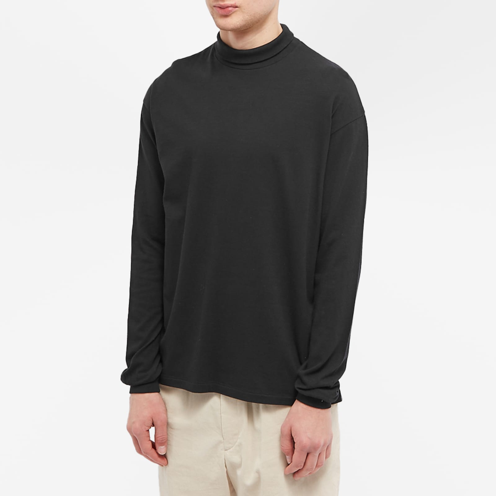 Auralee Long Sleeve Mock Neck T-Shirt Black | END.