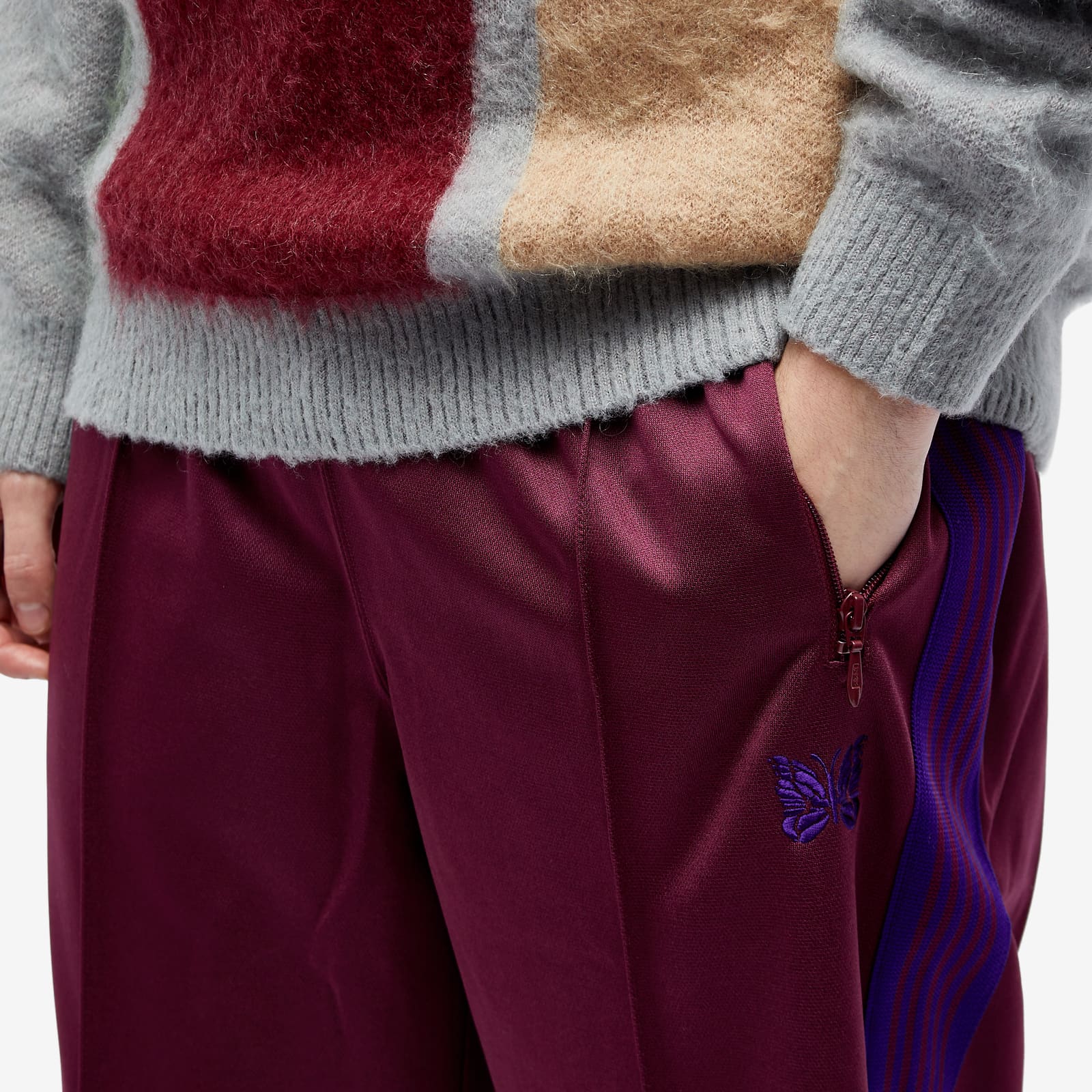 Needles Poly Smooth Zipped Track Pant Wine | END. (GB)