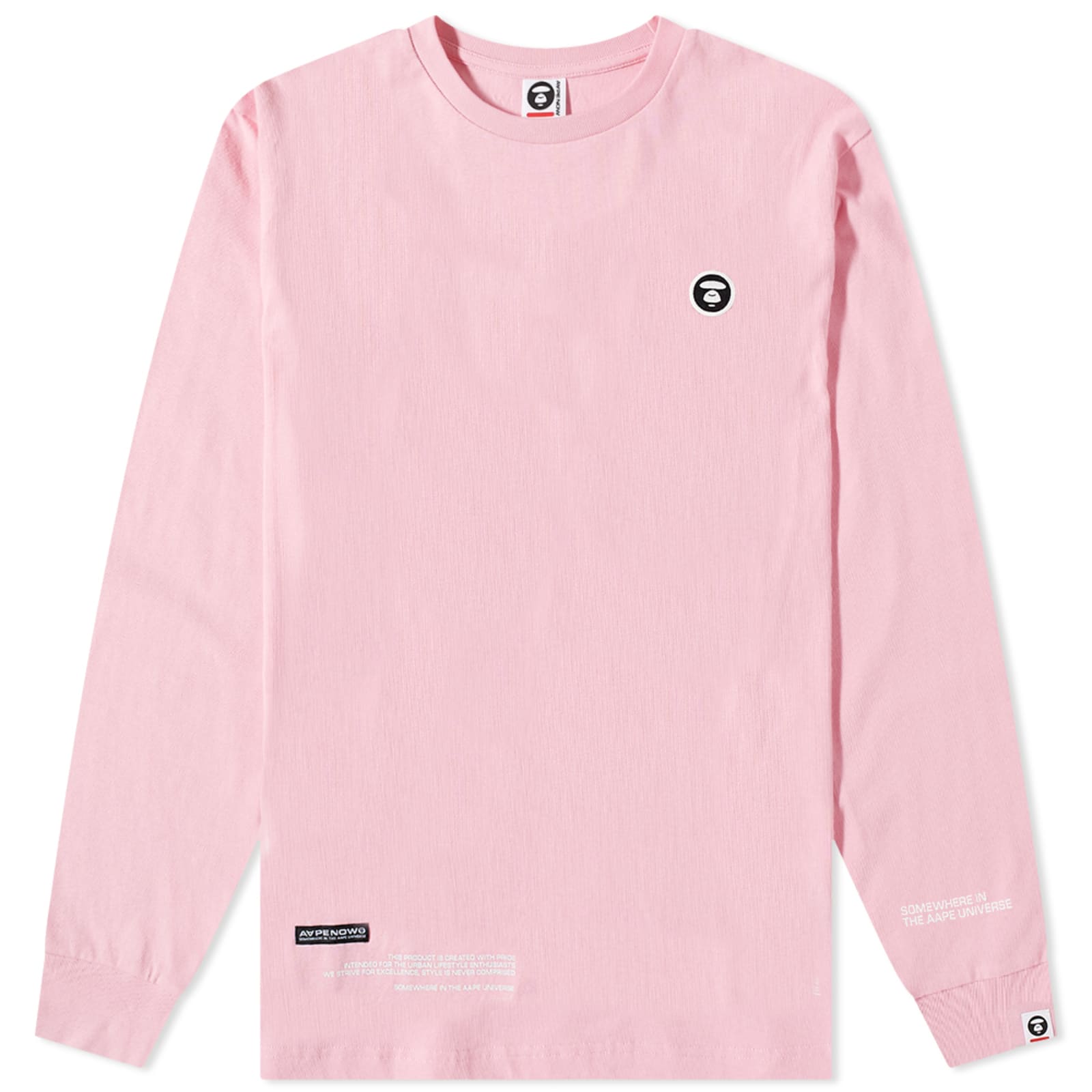 AAPE Long Sleeve AAPE Now T-Shirt Pink | END. (GB)