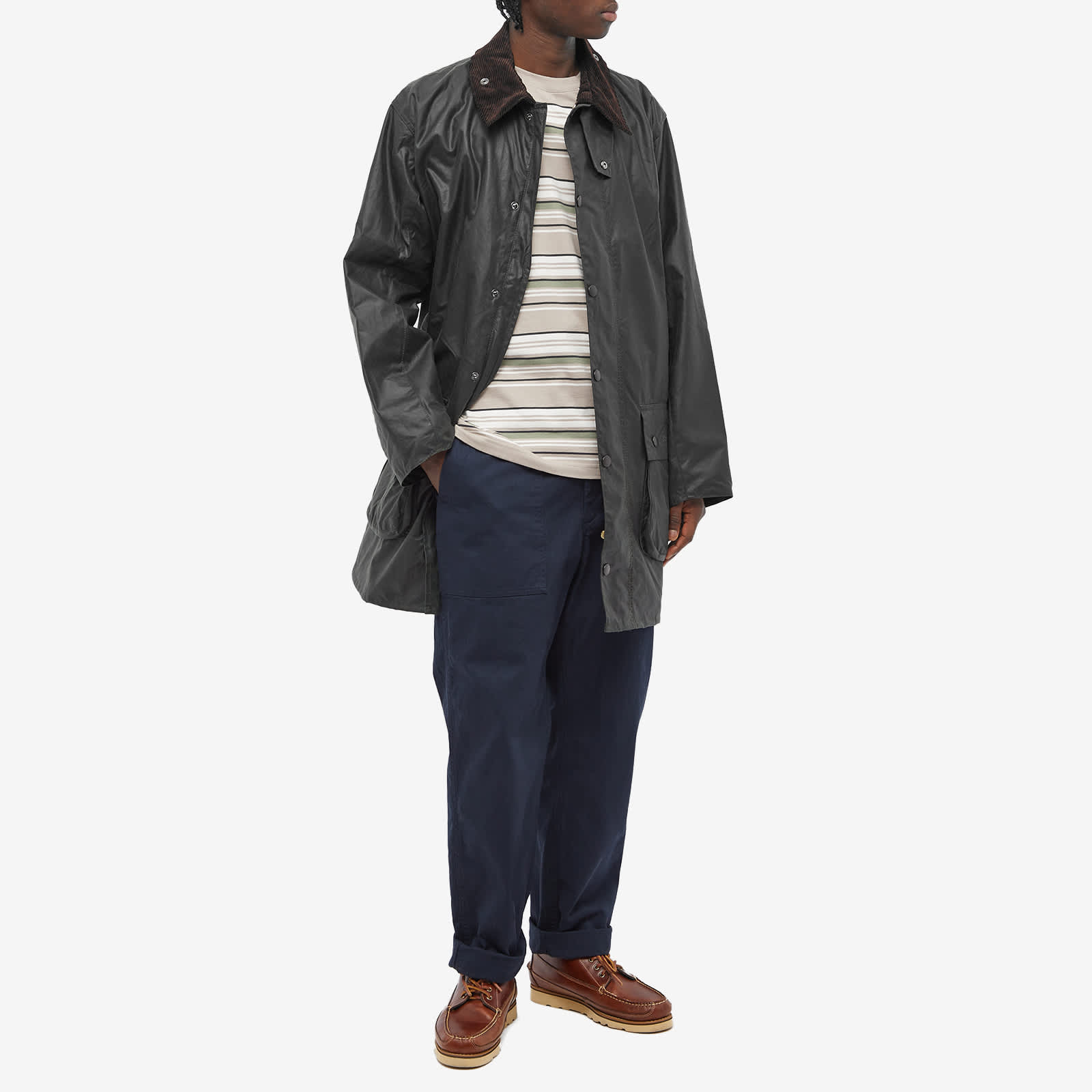 Barbour Border Wax Jacket Sage | END. (AU)