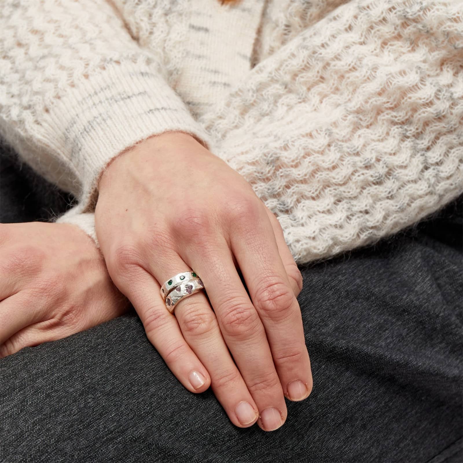 The Ouze Sapphire Scatter Band Ring Pink | END. (US)