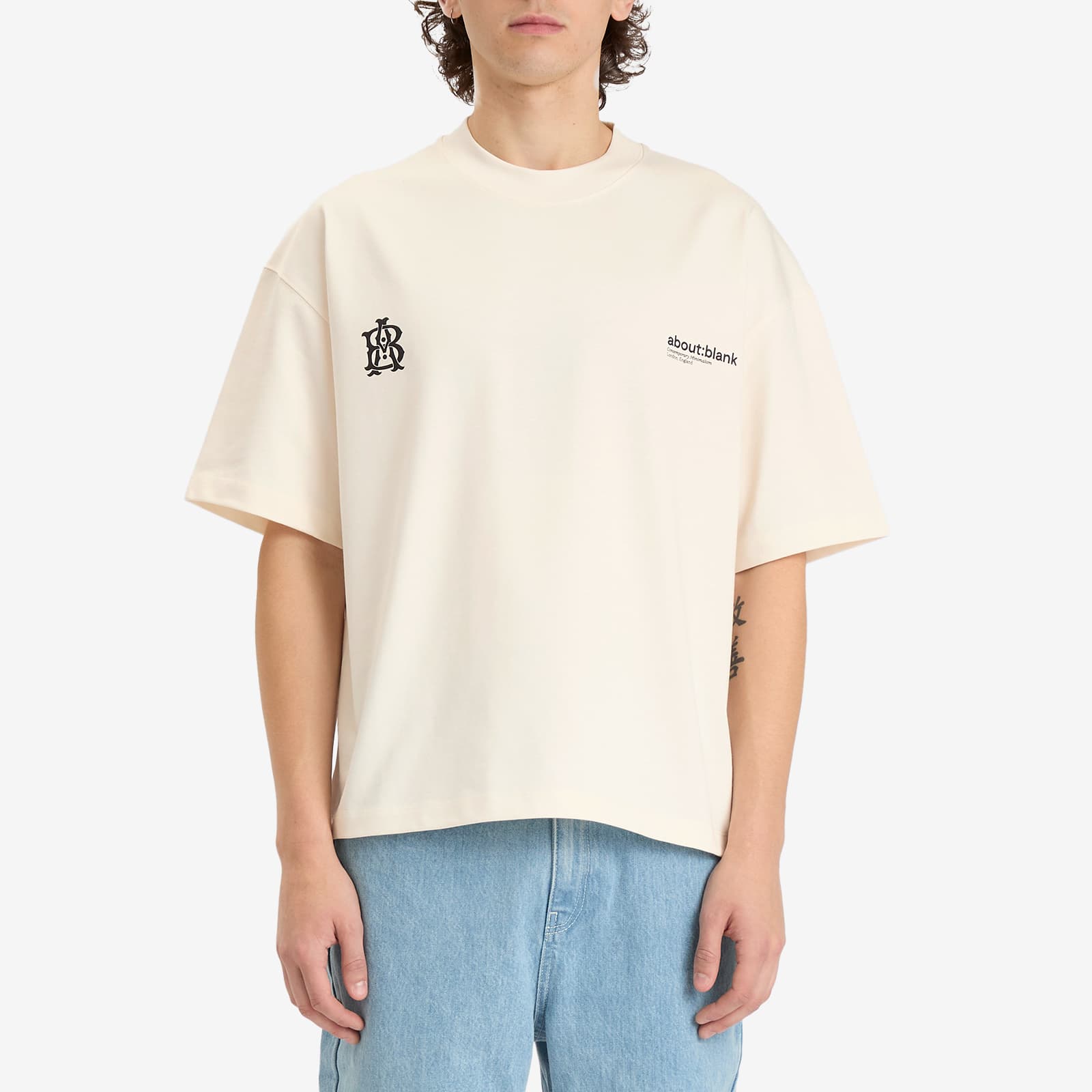 about:blank Dual Logo T-Shirt Oat & Black | END. (US)