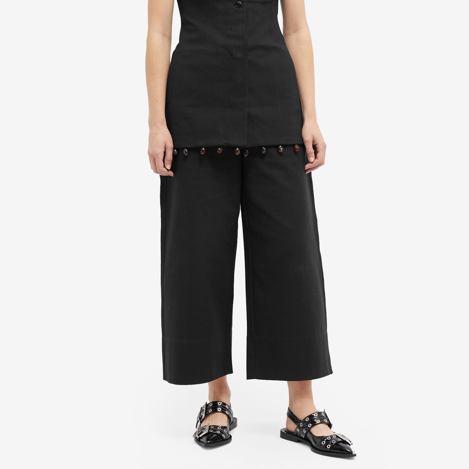 Ganni Wide Crop Pants Black End Kr