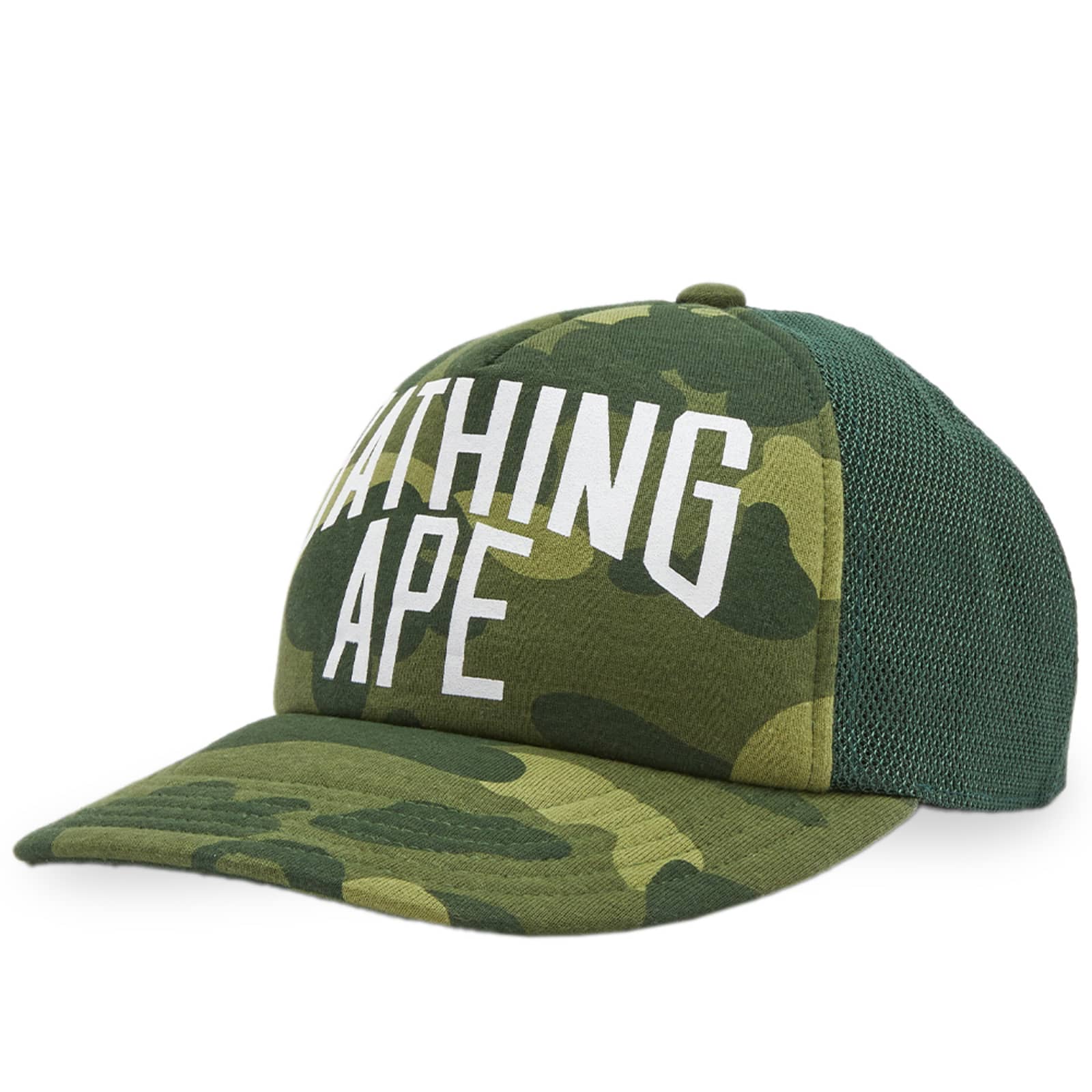 A Bathing Ape Color Camo NYC Logo Mesh Cap Green | END.