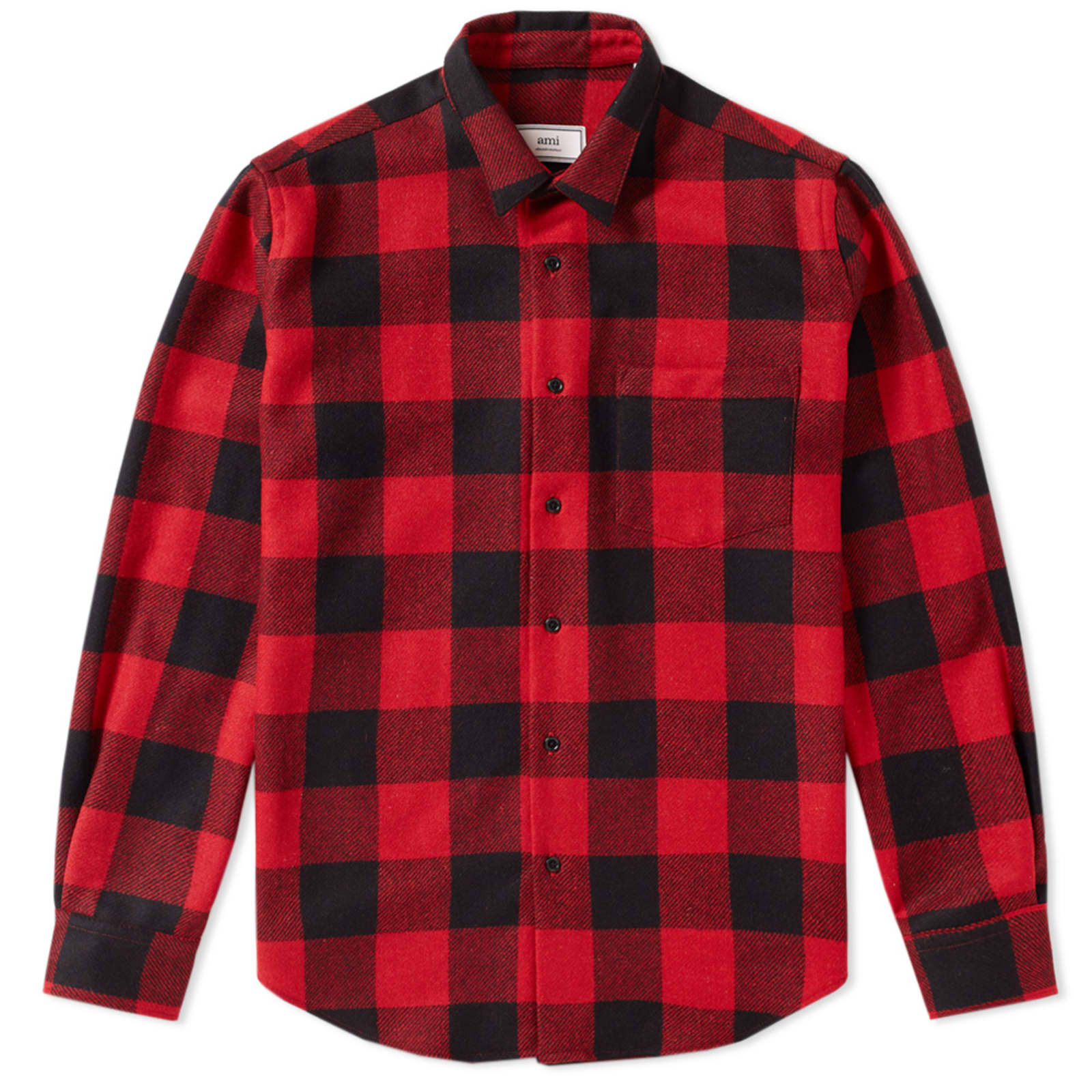 AMI Flannel Overshirt Black & Red Check | END. (US)