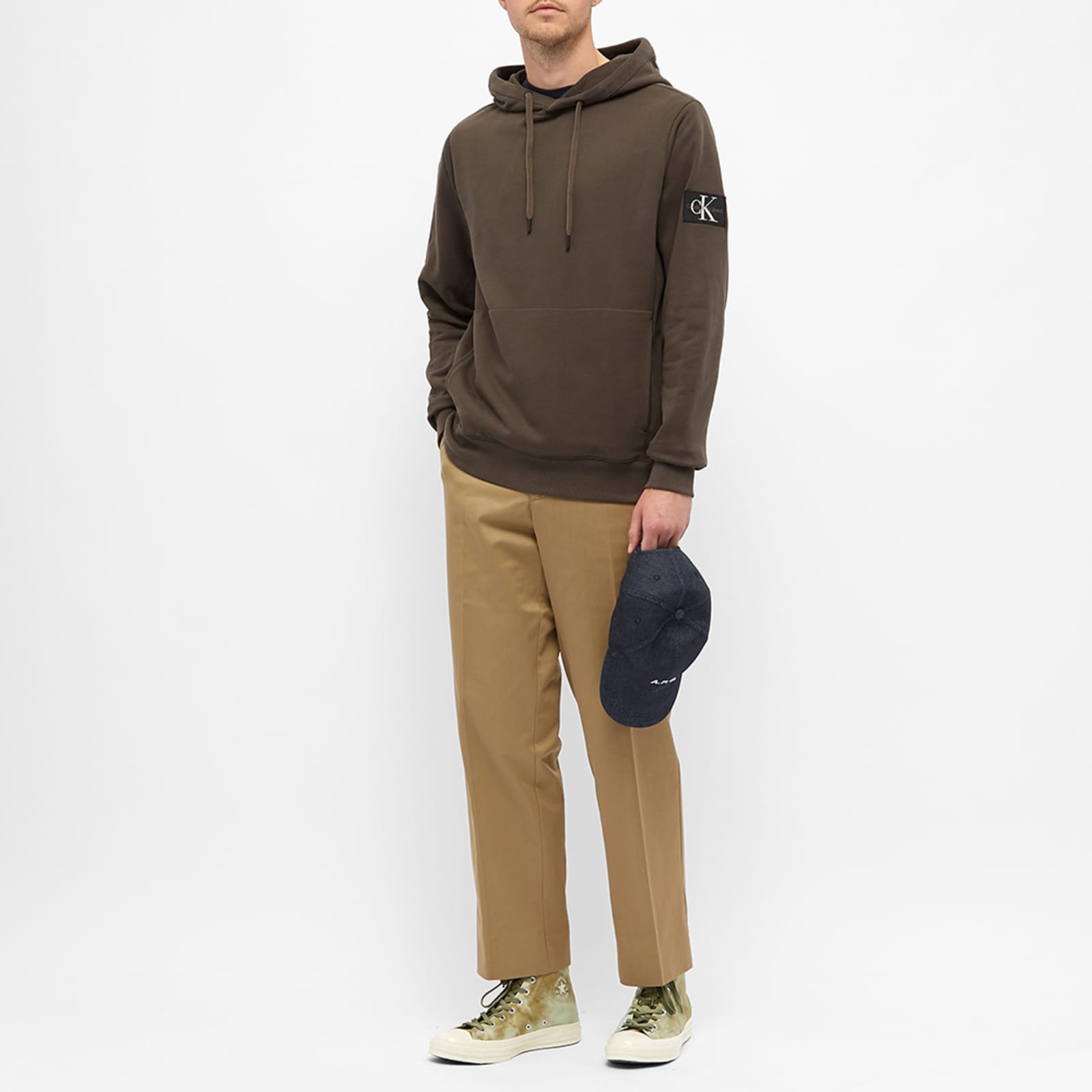 Calvin Klein Monogram Sleeve Badge Hoody Grey End Ar