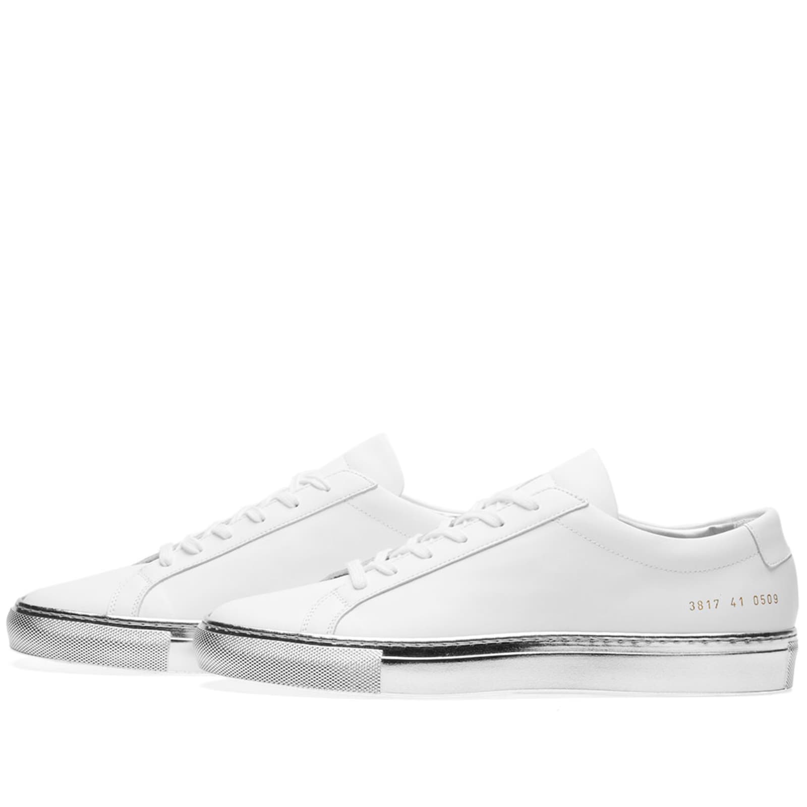 Woman by Common Projects Achilles Low Coloured Sole White & Silver ...