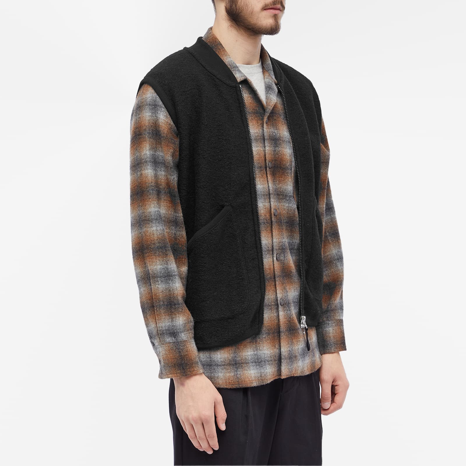 Universal Works Wool Fleece Zip Waistcoat Black | END. (GB)