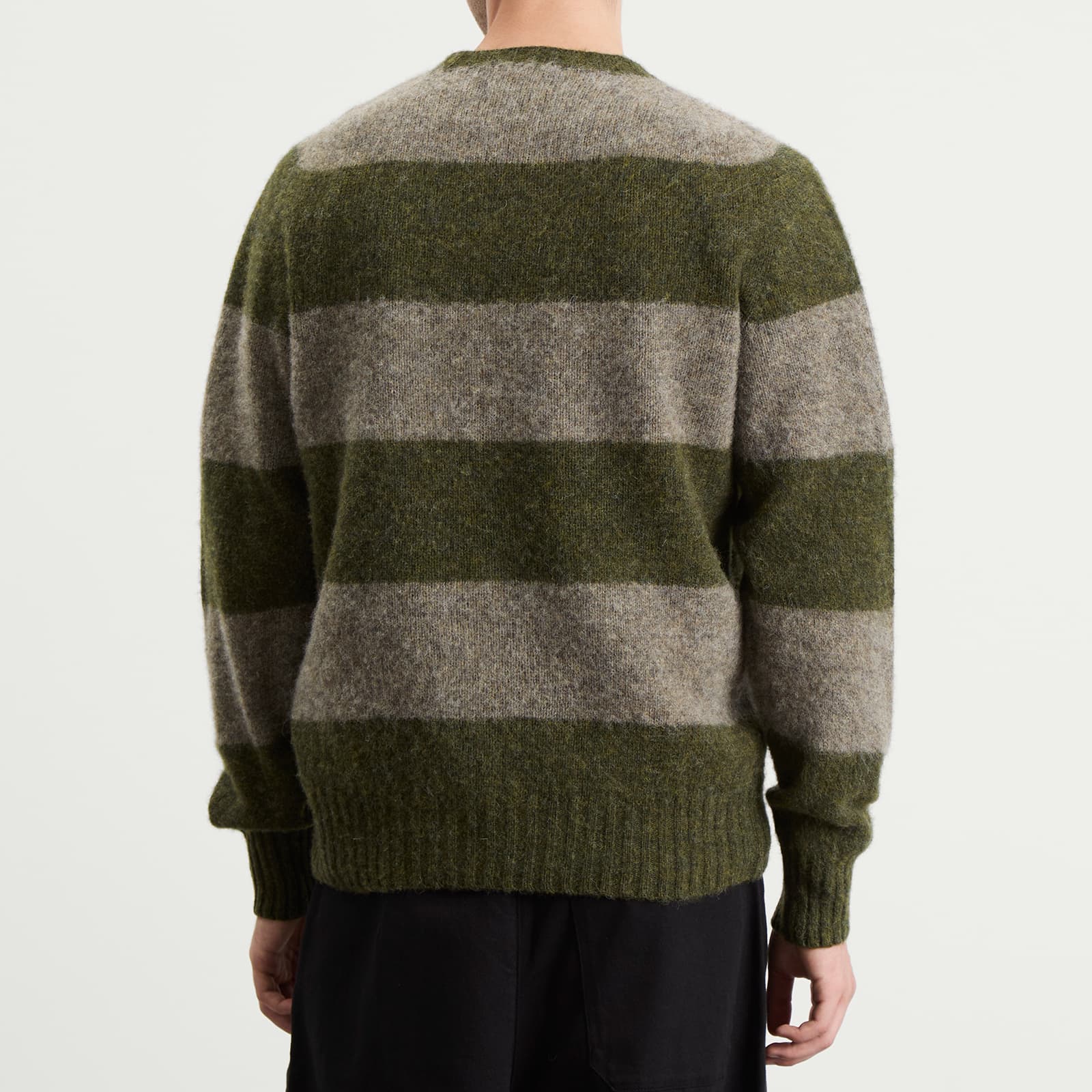 YMC Suedehead Stripe Jumper Green & Brown | END. (GB)