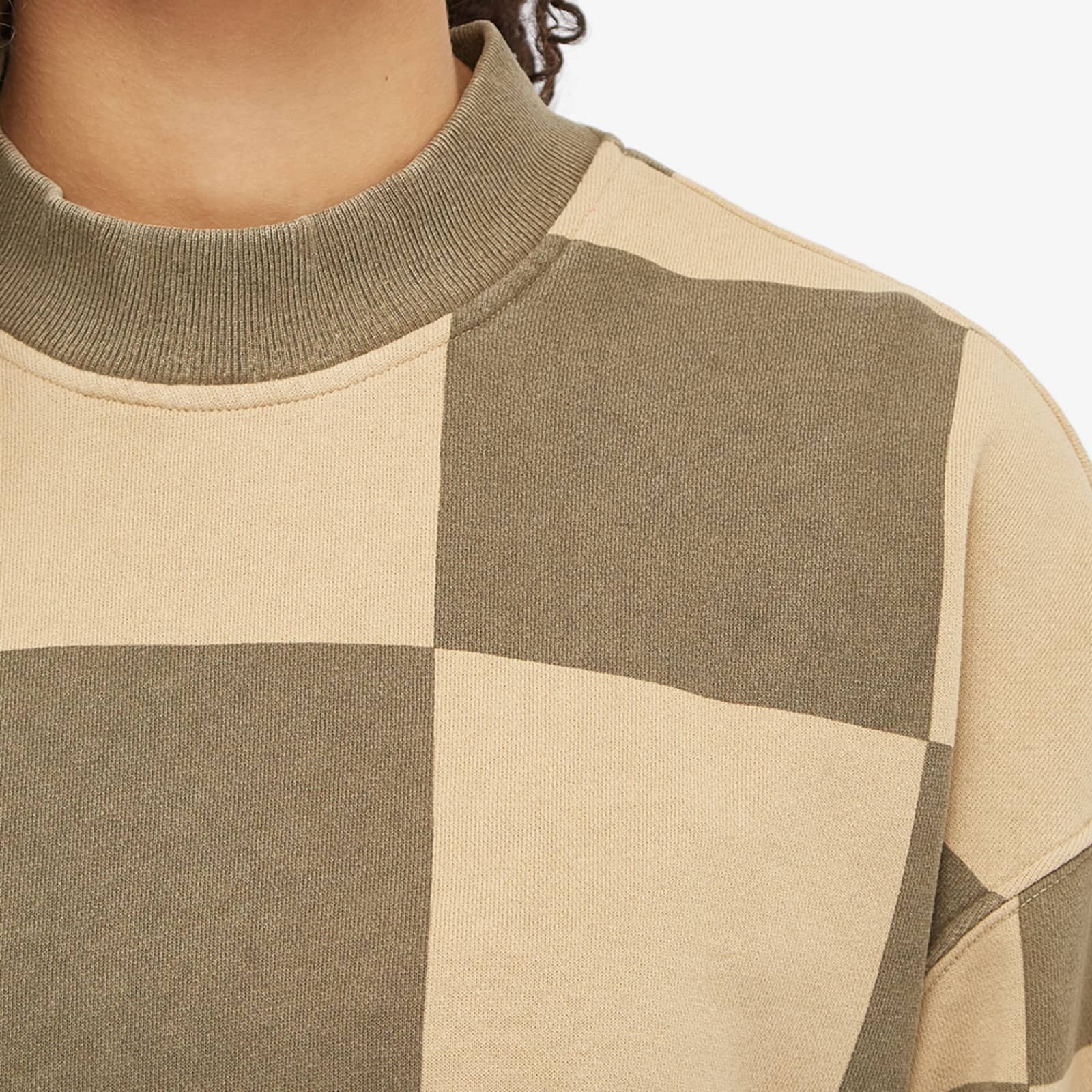 Stussy Checker Pirnt Mock Neck Fleece Sweat Sand | END. (GB)