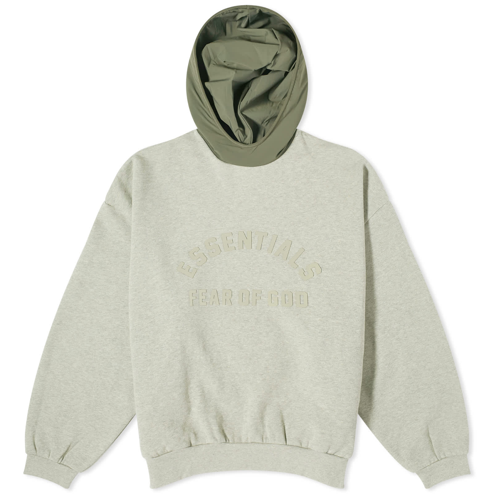 Fear of God ESSENTIALS Spring Nylon Fleece Hoodie Dark Heather Oatmeal ...
