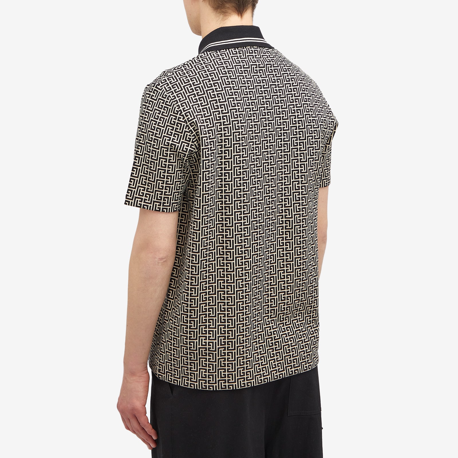 Balmain Monogram Jacquard Polo Shirt Ivory & Black | END. (US)