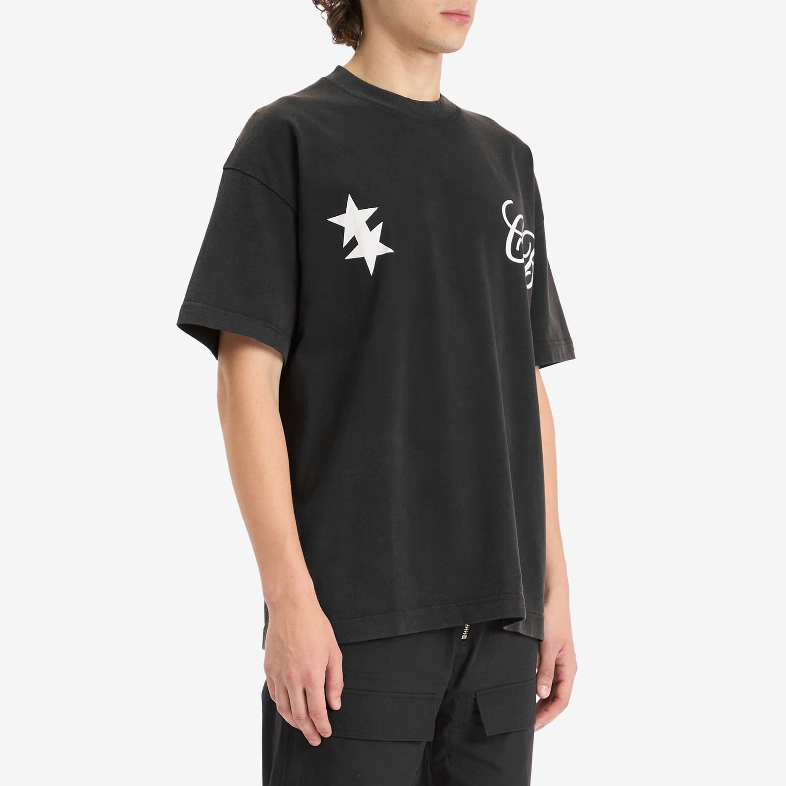 Cole Buxton Cursive 2 Star T-Shirt Vintage Black | END. (GB)