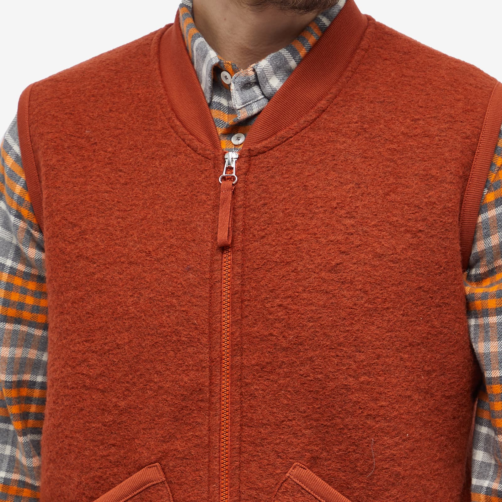 Universal Works Wool Fleece Zip Waistcoat Orange | END. (GB)