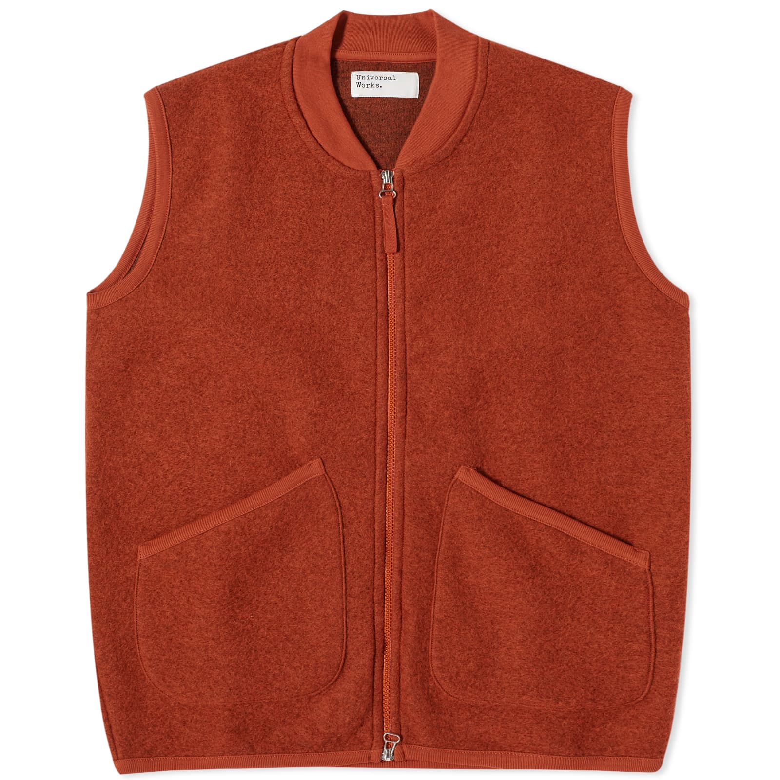Universal Works Wool Fleece Zip Waistcoat Orange | END. (GB)