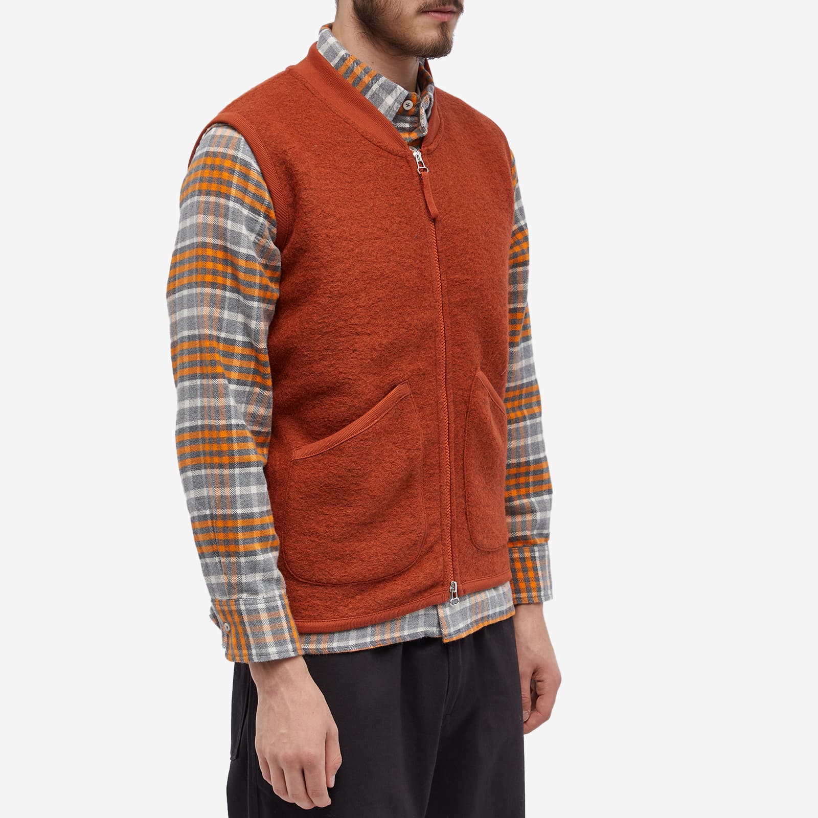 Universal Works Wool Fleece Zip Waistcoat Orange | END. (GB)