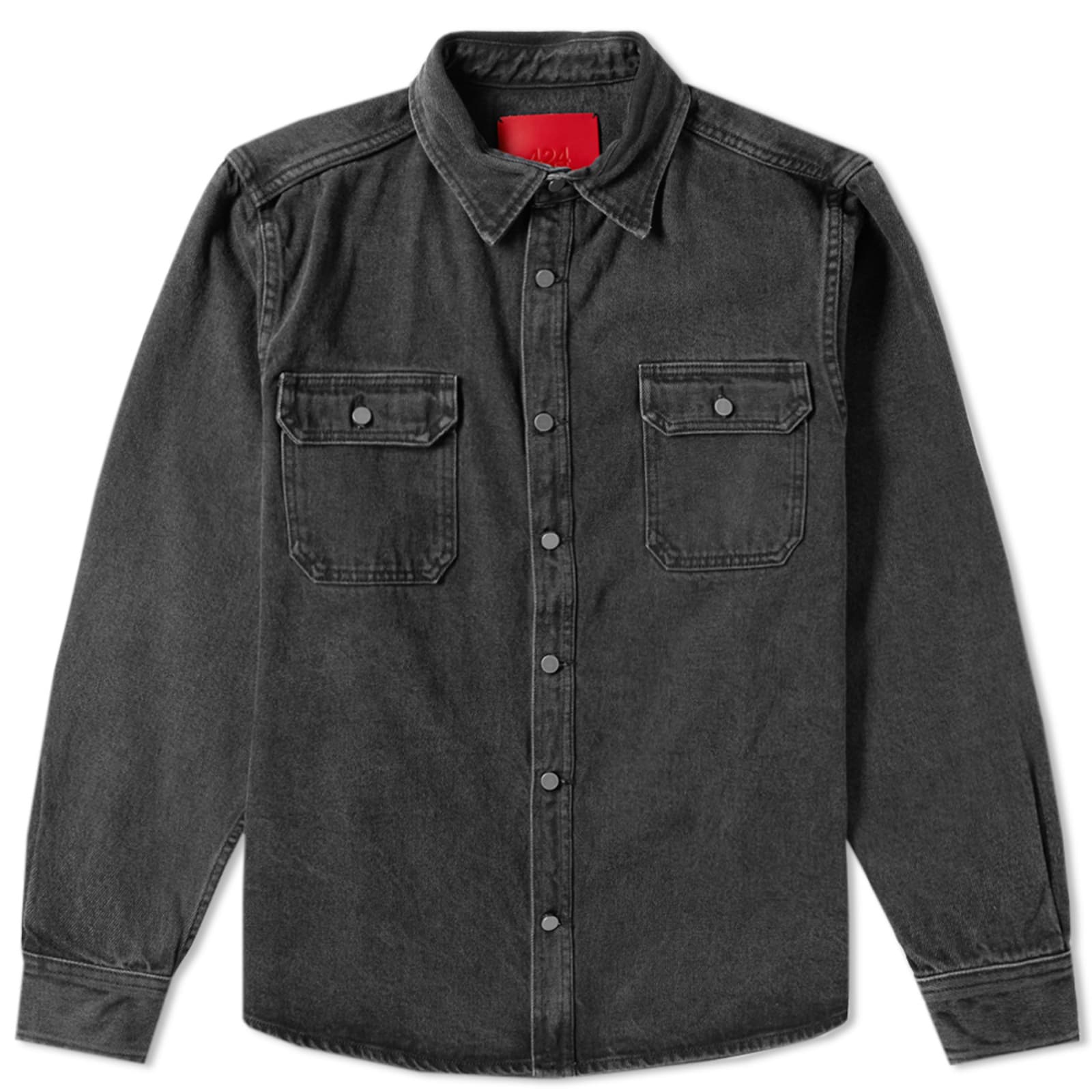 424 Button Up Work Shirt Washed Black END UK 424-button-up-work-shirt-washed-black-end-uk
