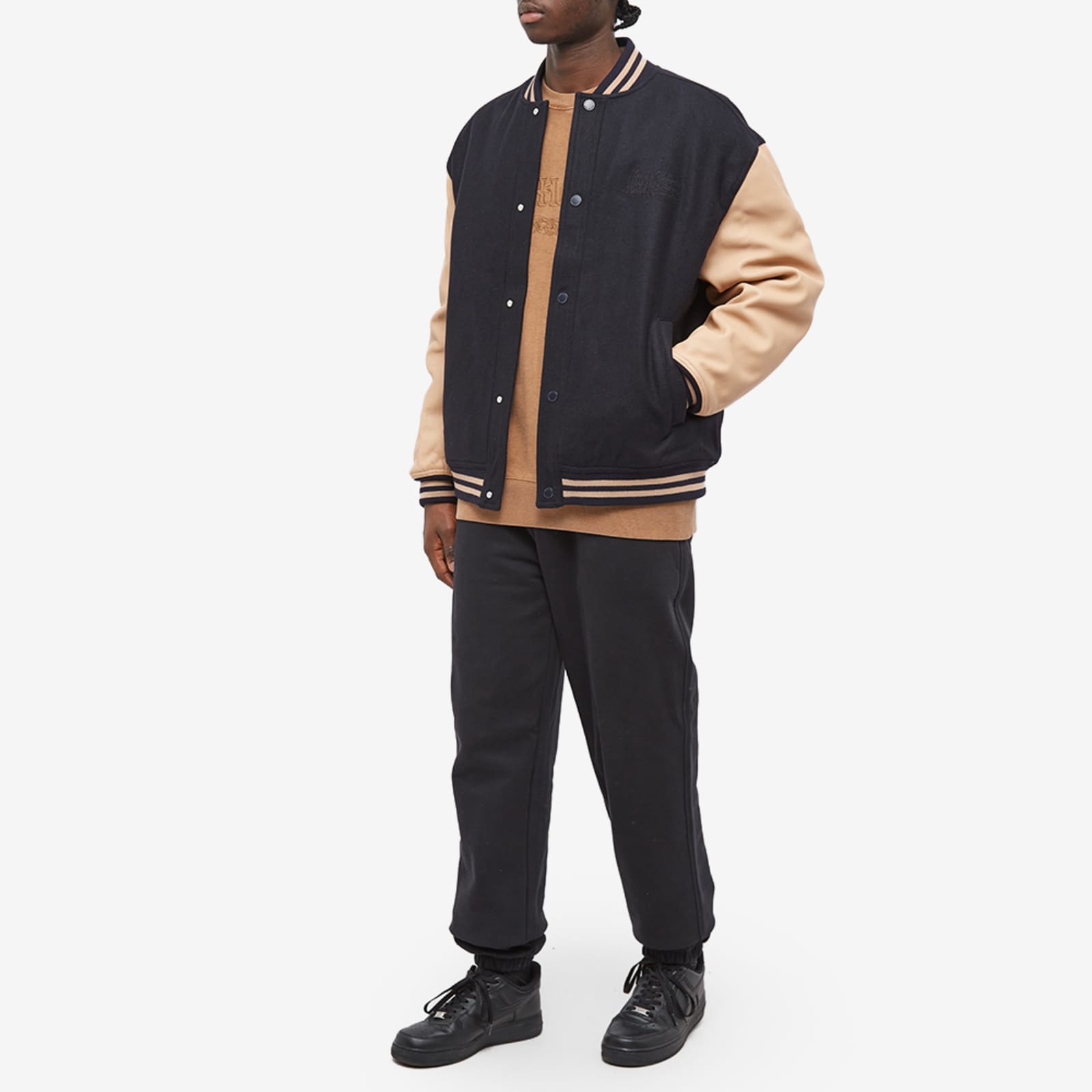 Tommy Jeans X Martine Rose Varsity Leather Jacket Night Sky & Sand ...