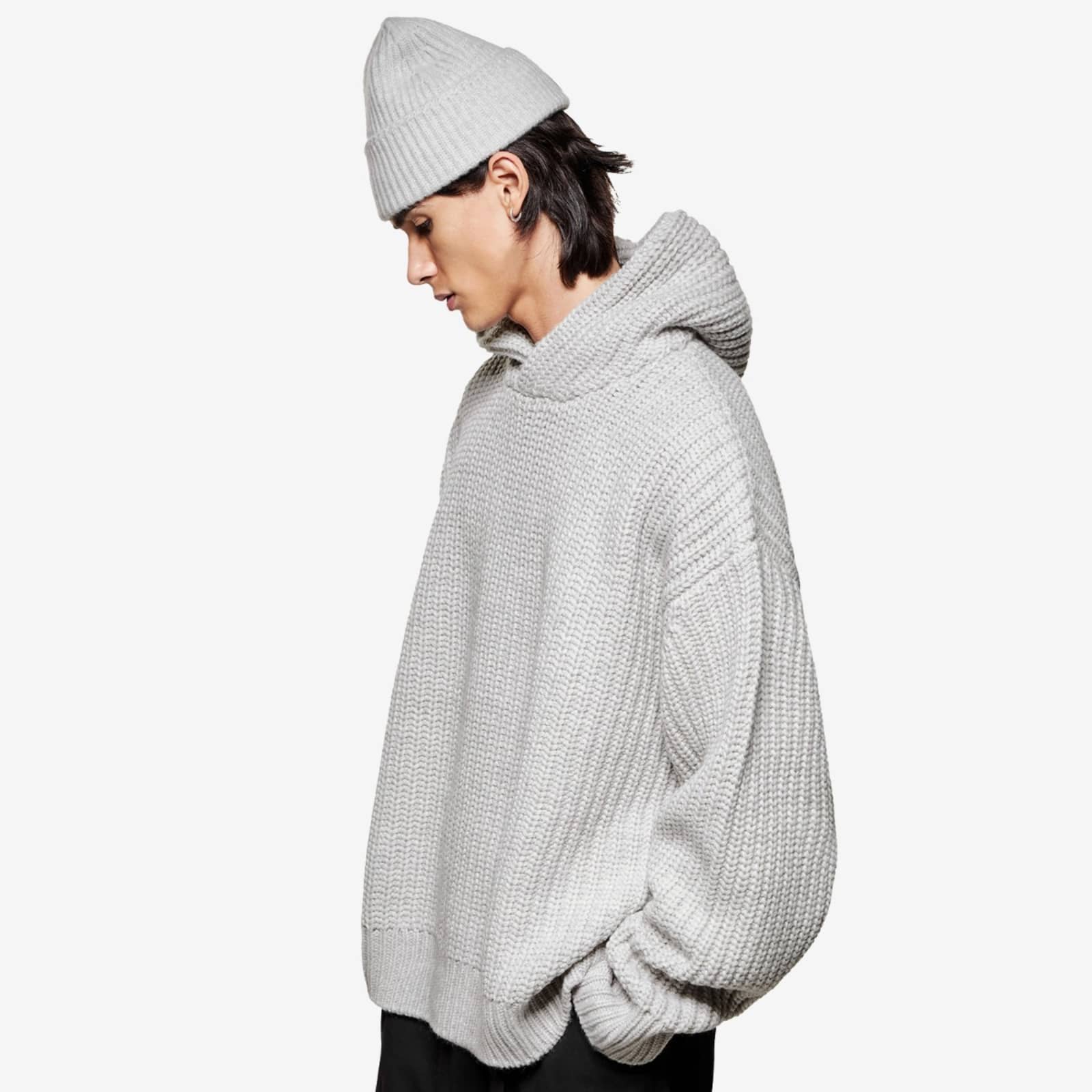 MKI Chunky Rib Knit Hoodie Grey | END. (US)