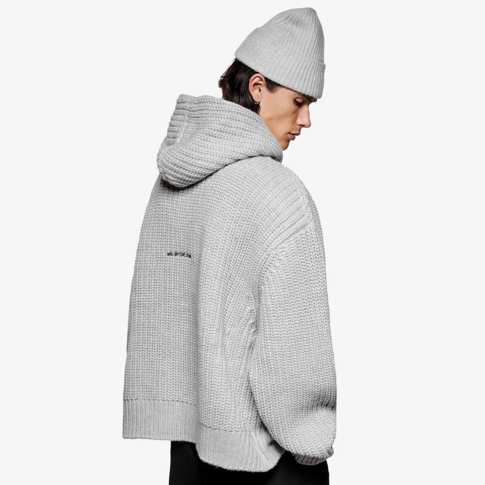 MKI Chunky Rib Knit Hoodie Grey | END. (US)