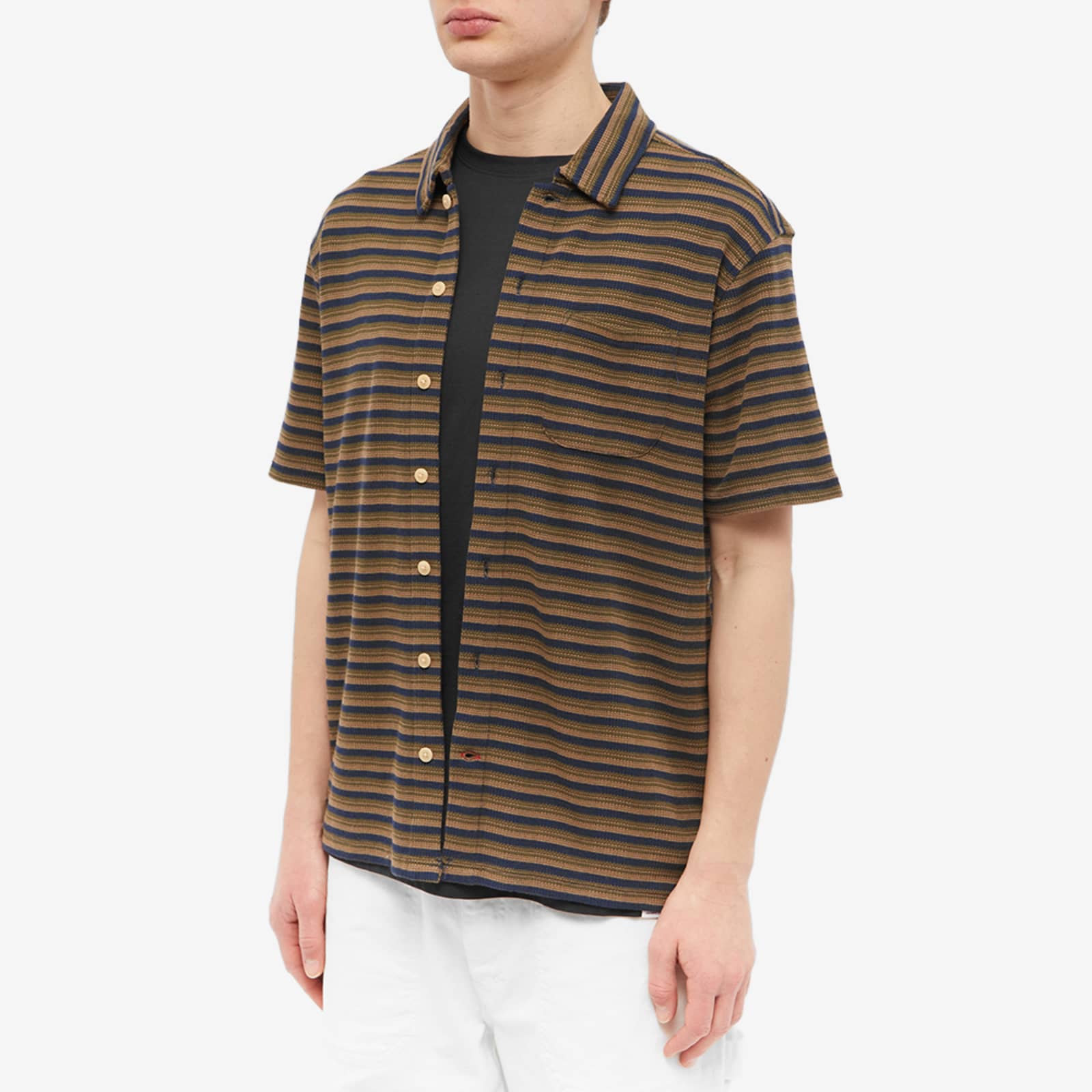 Oliver Spencer Riviera Short Sleeve Jersey Shirt Navy & Green | END. (AR)