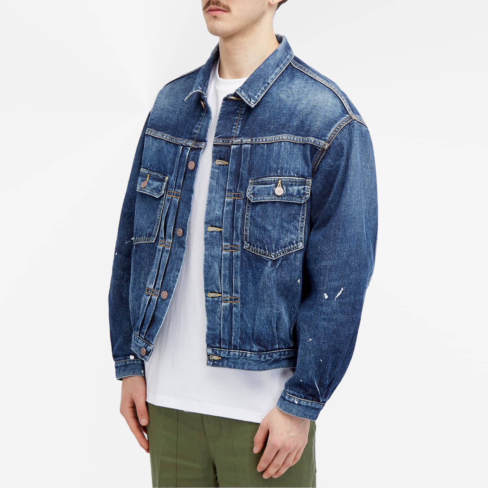 Visvim 101 Damaged Denim Jacket Indigo Paint Splatter | END. (AU)