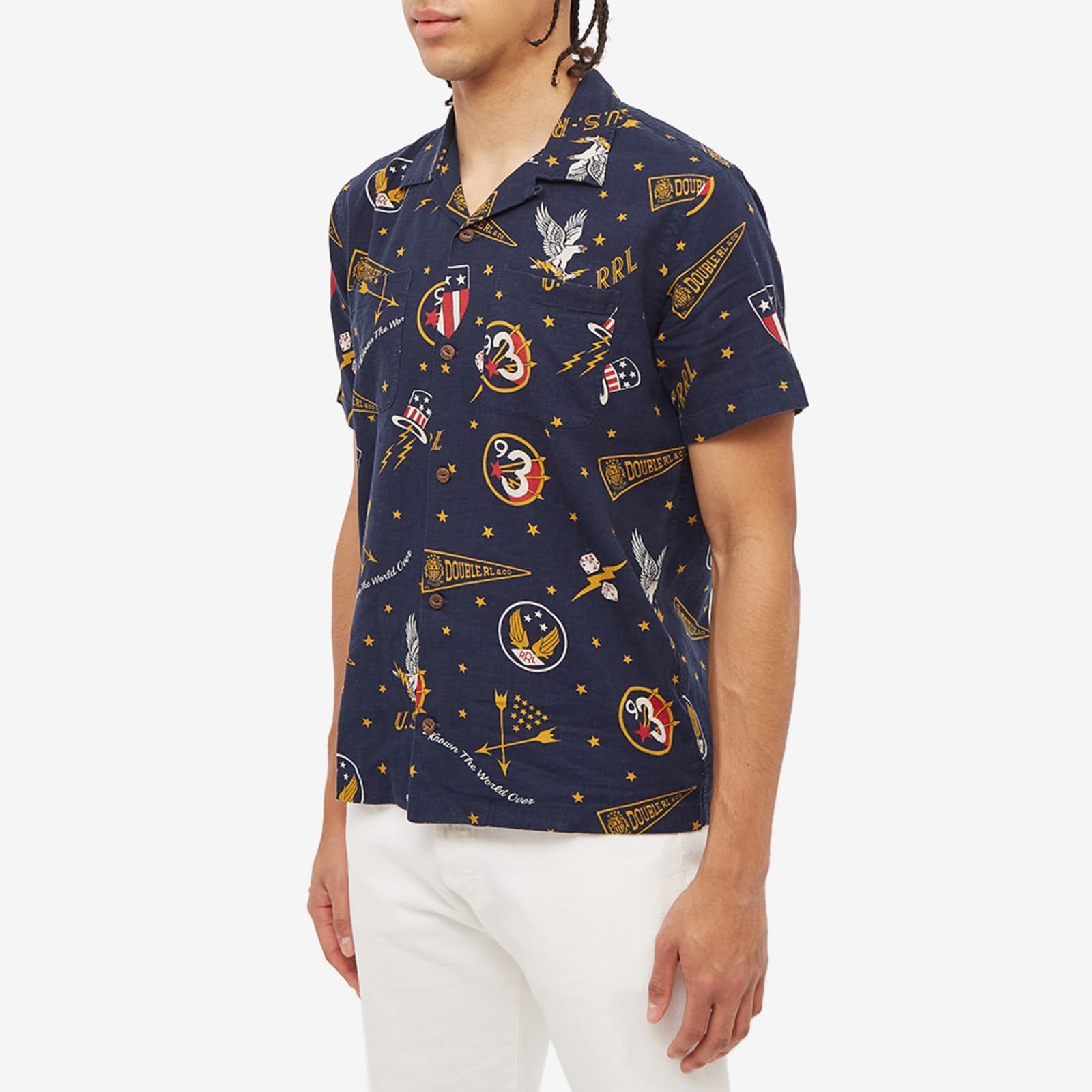 RRL Varsity Logo Vacation Shirt Navy & Multi | END.