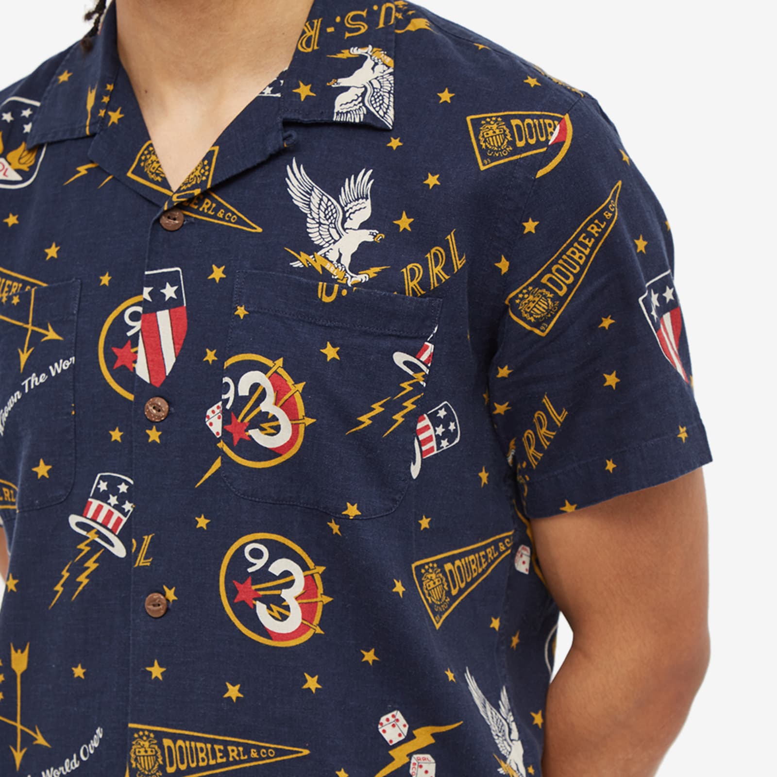 RRL Varsity Logo Vacation Shirt Navy & Multi | END. (HK)